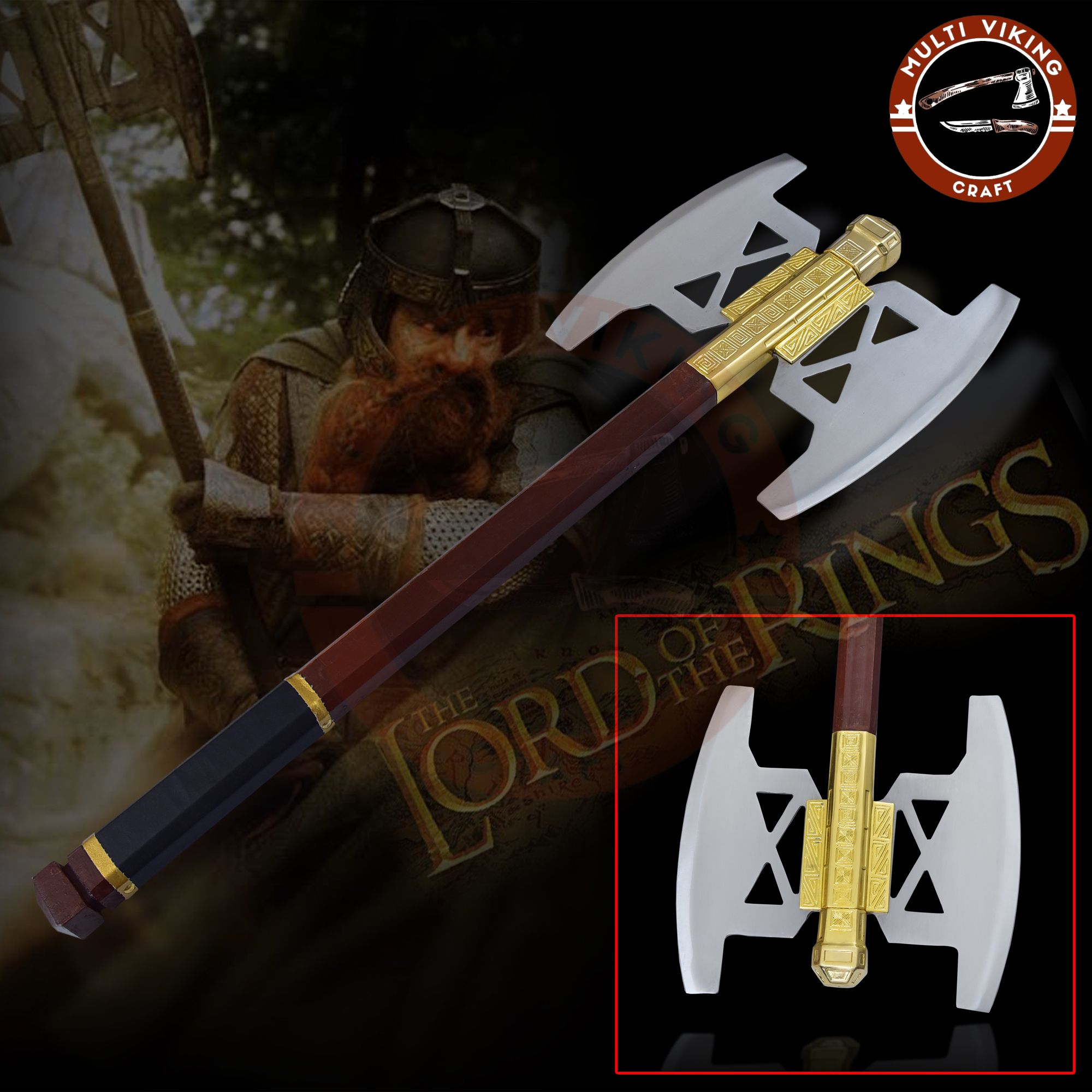 Battle Axe Of Gimli Golden Edition - Lord Of The Rings Lotr - Inspire ...