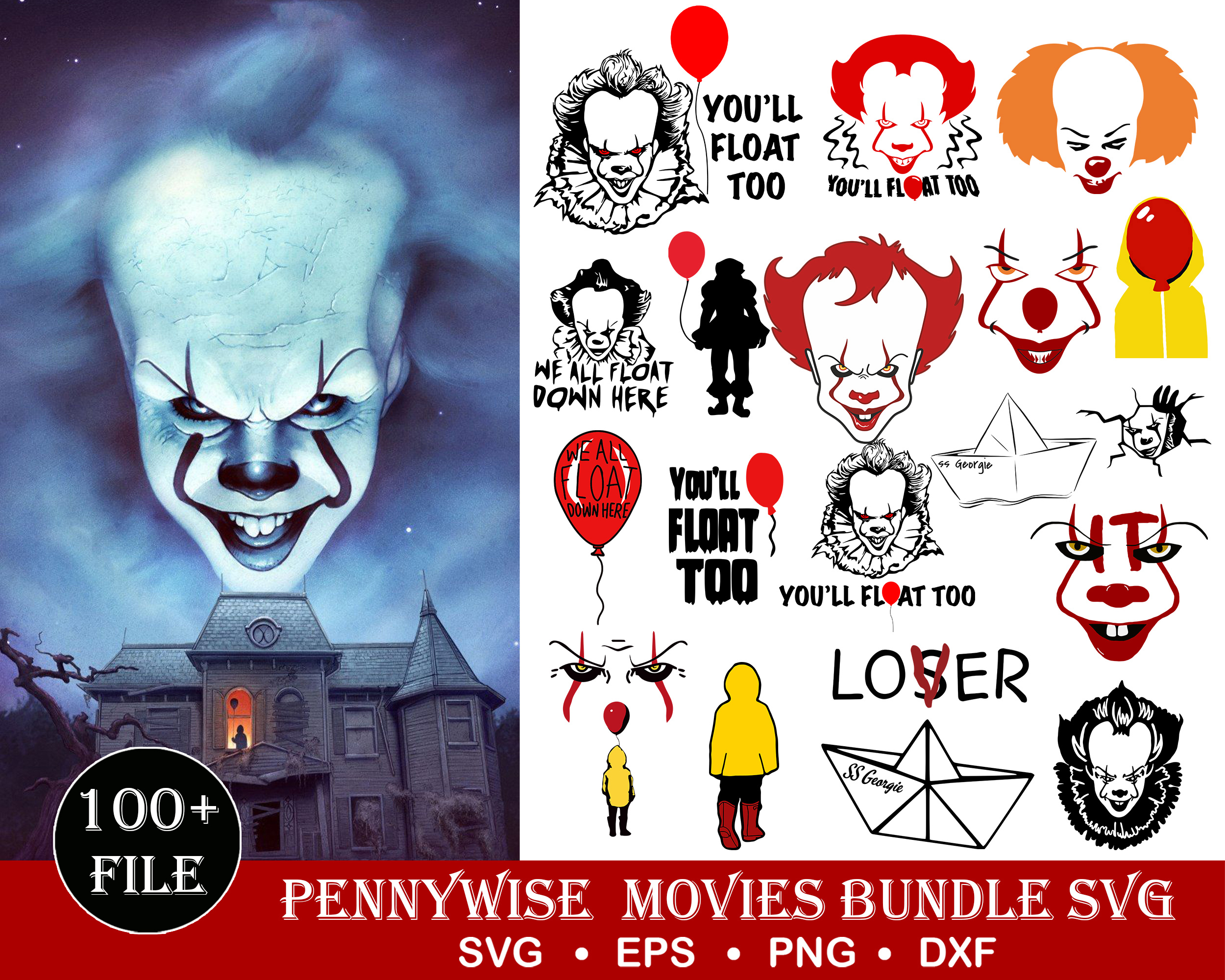 100 IT pennywise Clown Svg Bundle, IT Pennywise Clown Svg, C - Inspire ...