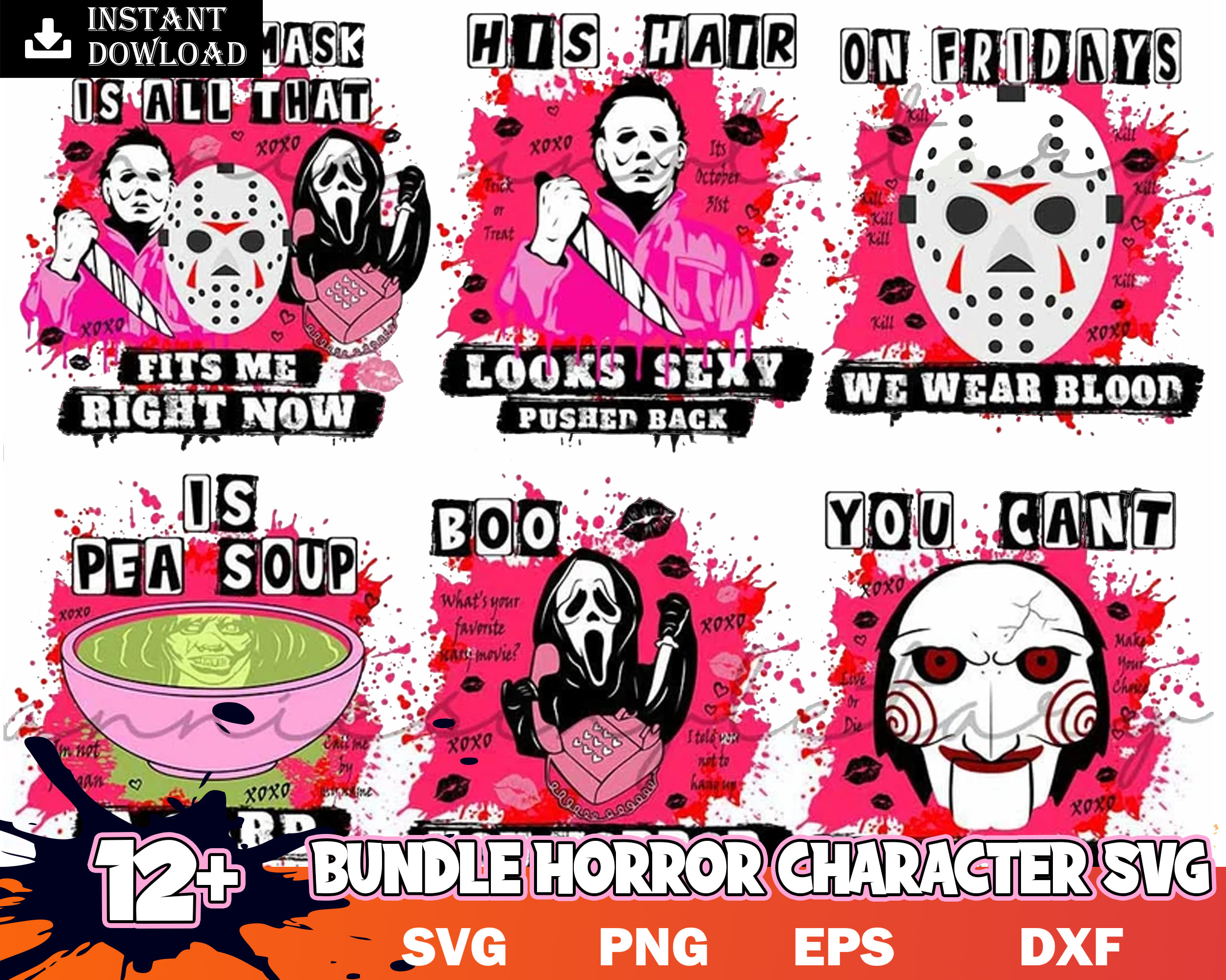 12 Horror Character Svg, Horror Friends Svg, Chucky and Fred | Inspire ...