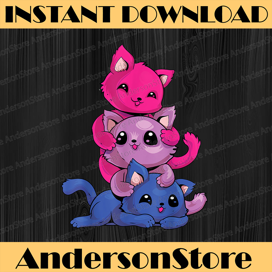 Bisexual Cat LGBT Kawaii Anime Kitten Bi Pride Flag LGBT Mon | Inspire ...