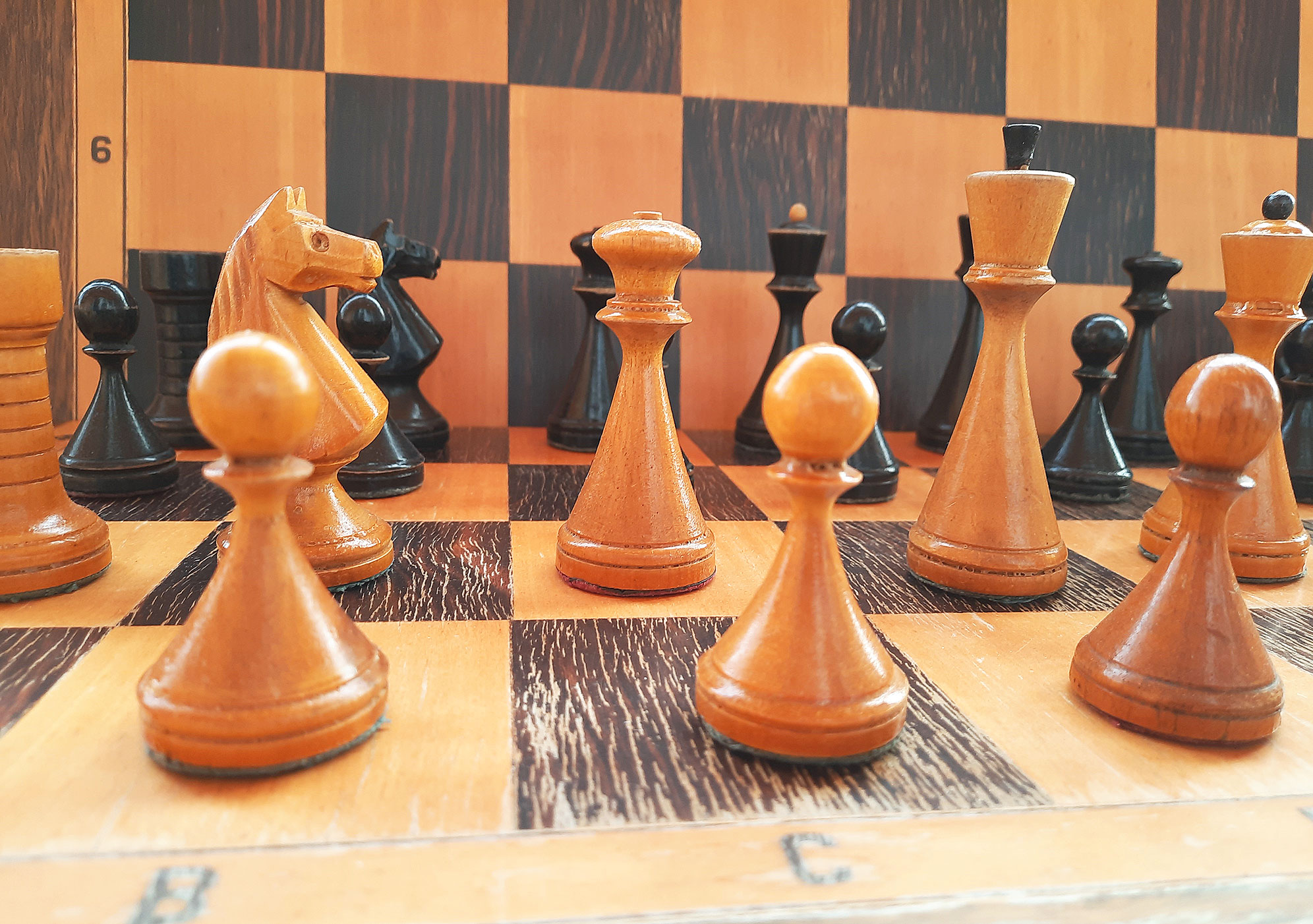 Antique wooden Acorn chessmen Soviet weighted chess pieces | Inspire Uplift