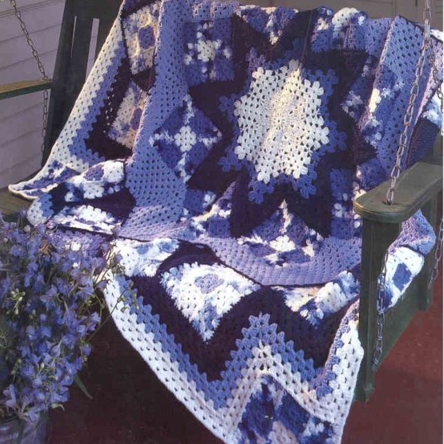 Blue Star Afghan Vintage Crochet Pattern 190 | Inspire Uplift