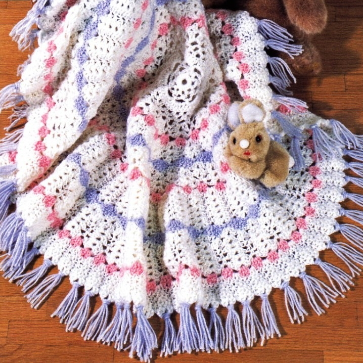 Shells in the Round Afghan Vintage Crochet Pattern 194 | Inspire Uplift