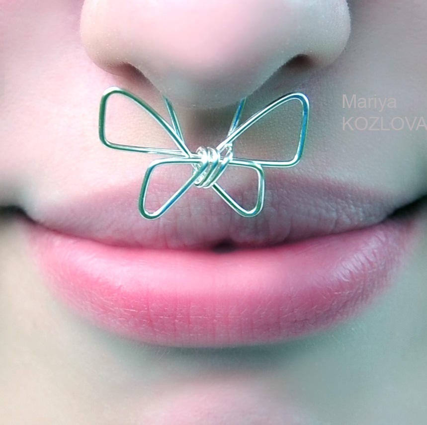 Butterfly On The Nose No Piercing Septum Cuff For PhotoShoot - Inspire ...