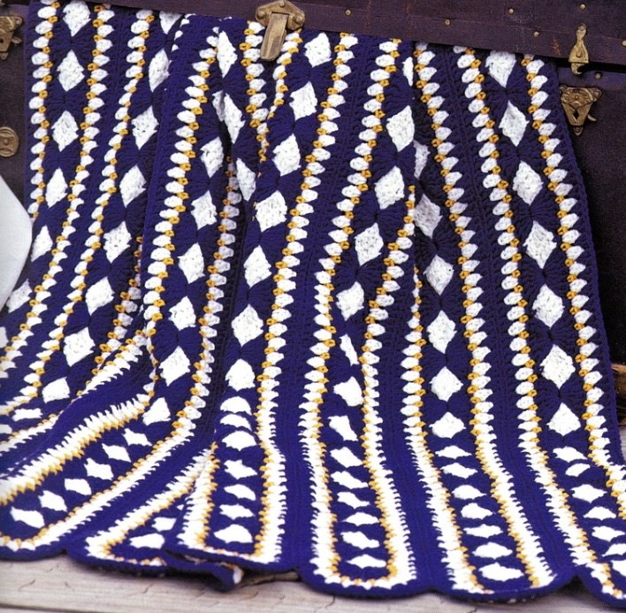 Diamond Strip Afghan Vintage Crochet Pattern 219 | Inspire Uplift