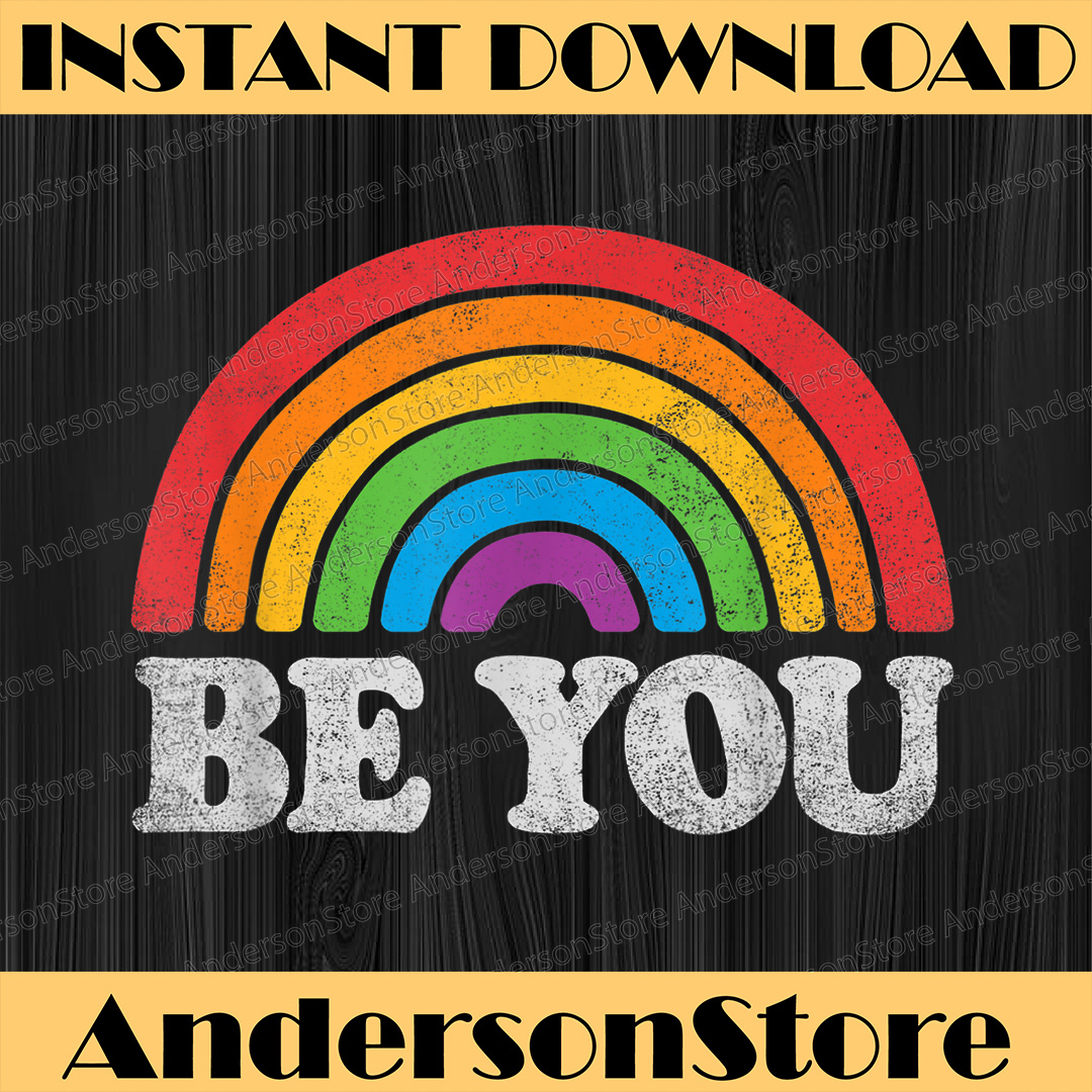 LGBTQ Be You Gay Pride Month LGBT Rainbow Flag Retro Vintage | Inspire ...