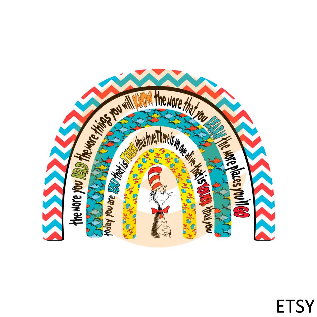 Read Across America Dr Seuss Rainbow Svg Cutting Files | Inspire Uplift