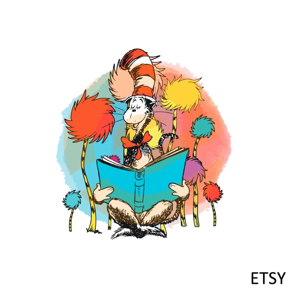 Dr Suess Watersplash Cat In The Hat PNG Sublimation Designs | Inspire ...