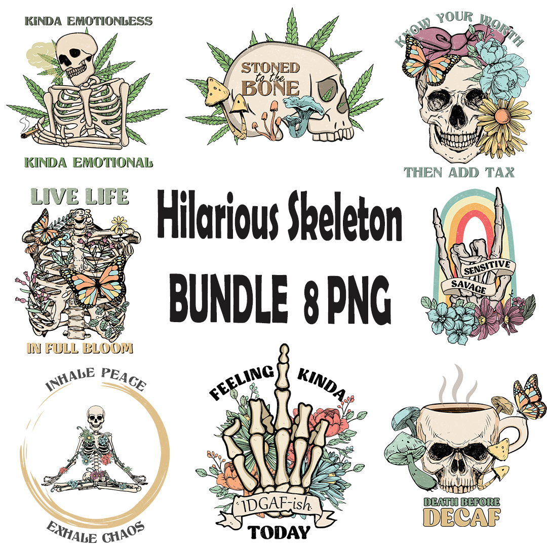 Hilarious Skeleton Bundle 8 PNG | Inspire Uplift