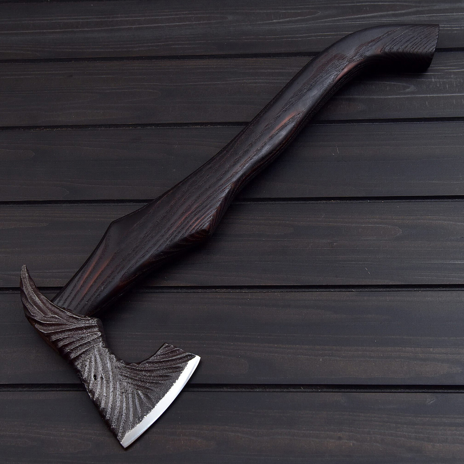 hunting axe, viking axe, with rose wood, engraved cutting ax - Inspire ...