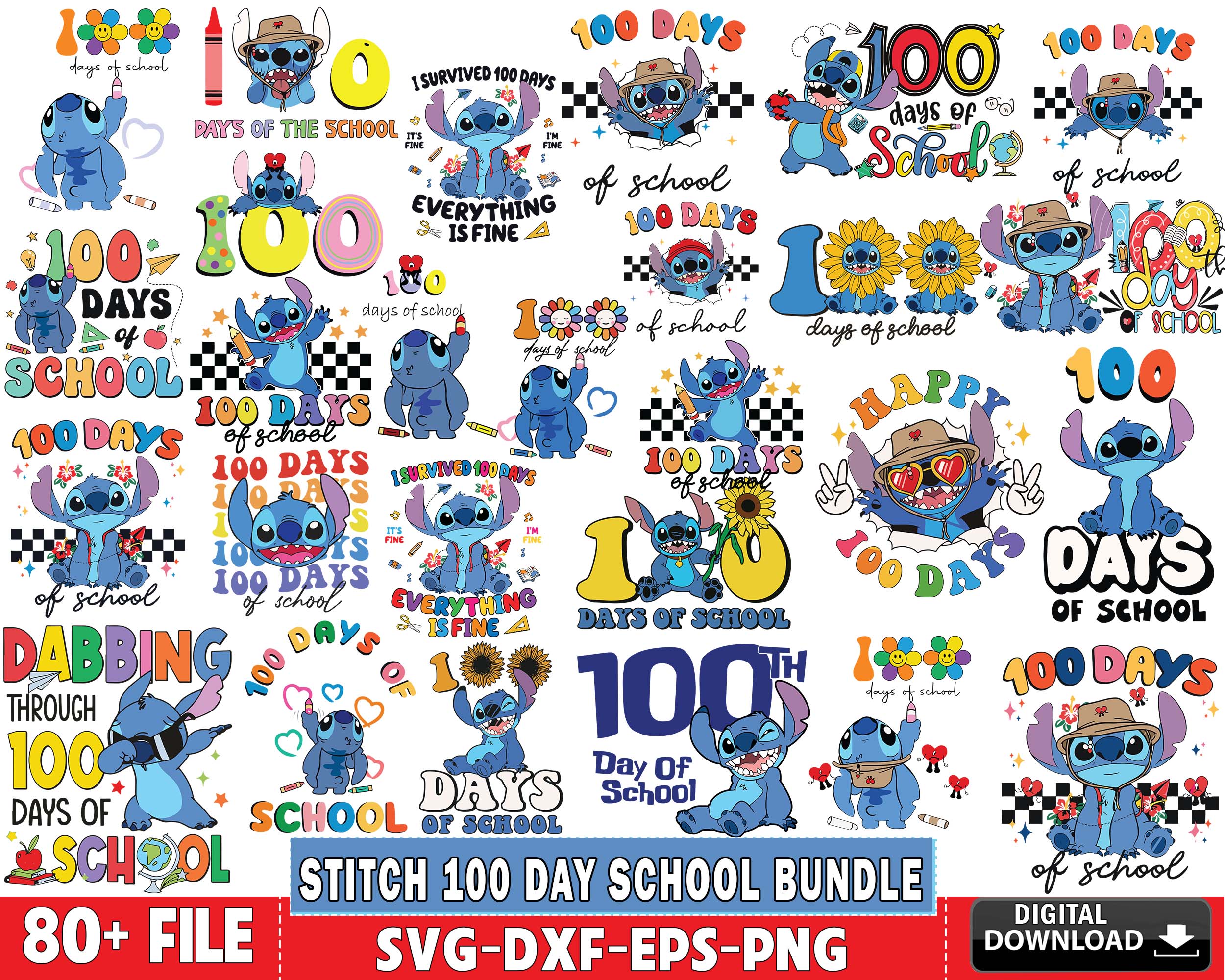 80 file stitch 100 day school svg, stitch 100 day school Bun | Inspire ...