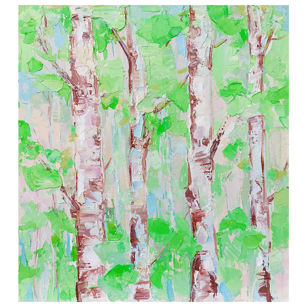Birch painting oil, Birch original wall art, gift on the wa - Inspire ...