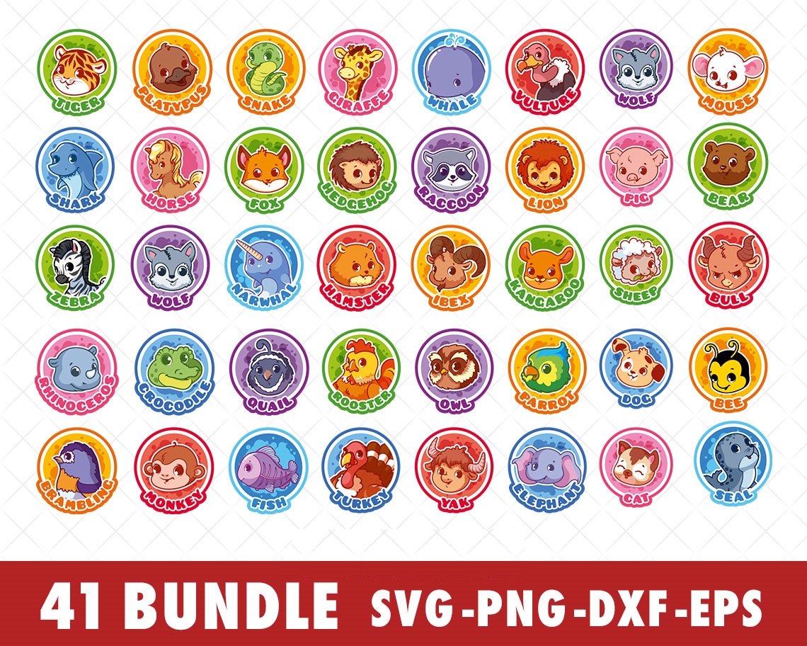 Baby Animals for kids Animal Faces SVG Bundle Files for Cric | Inspire ...