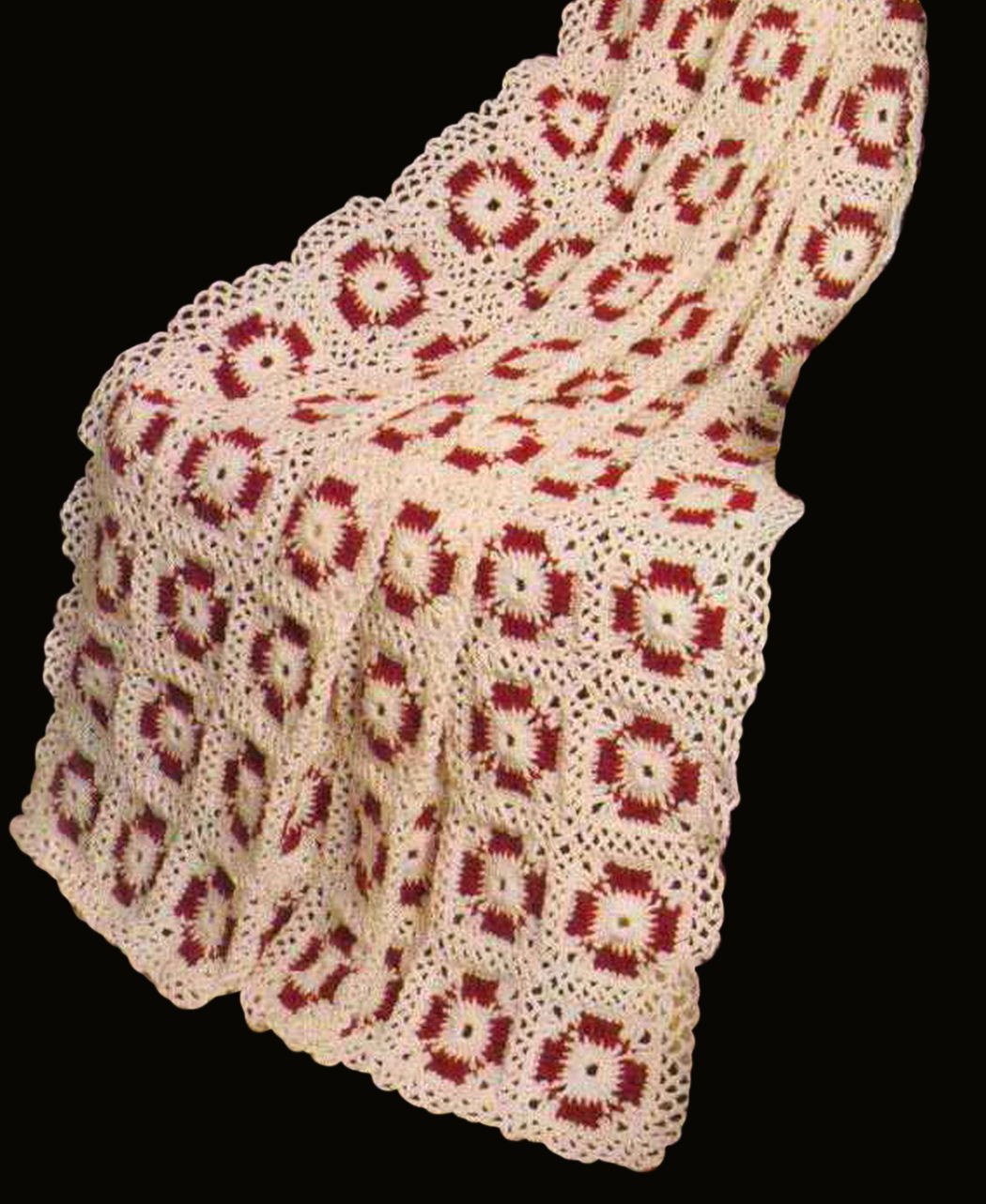 Touch of Burgundy Afghan Vintage Crochet Pattern 235 | Inspire Uplift