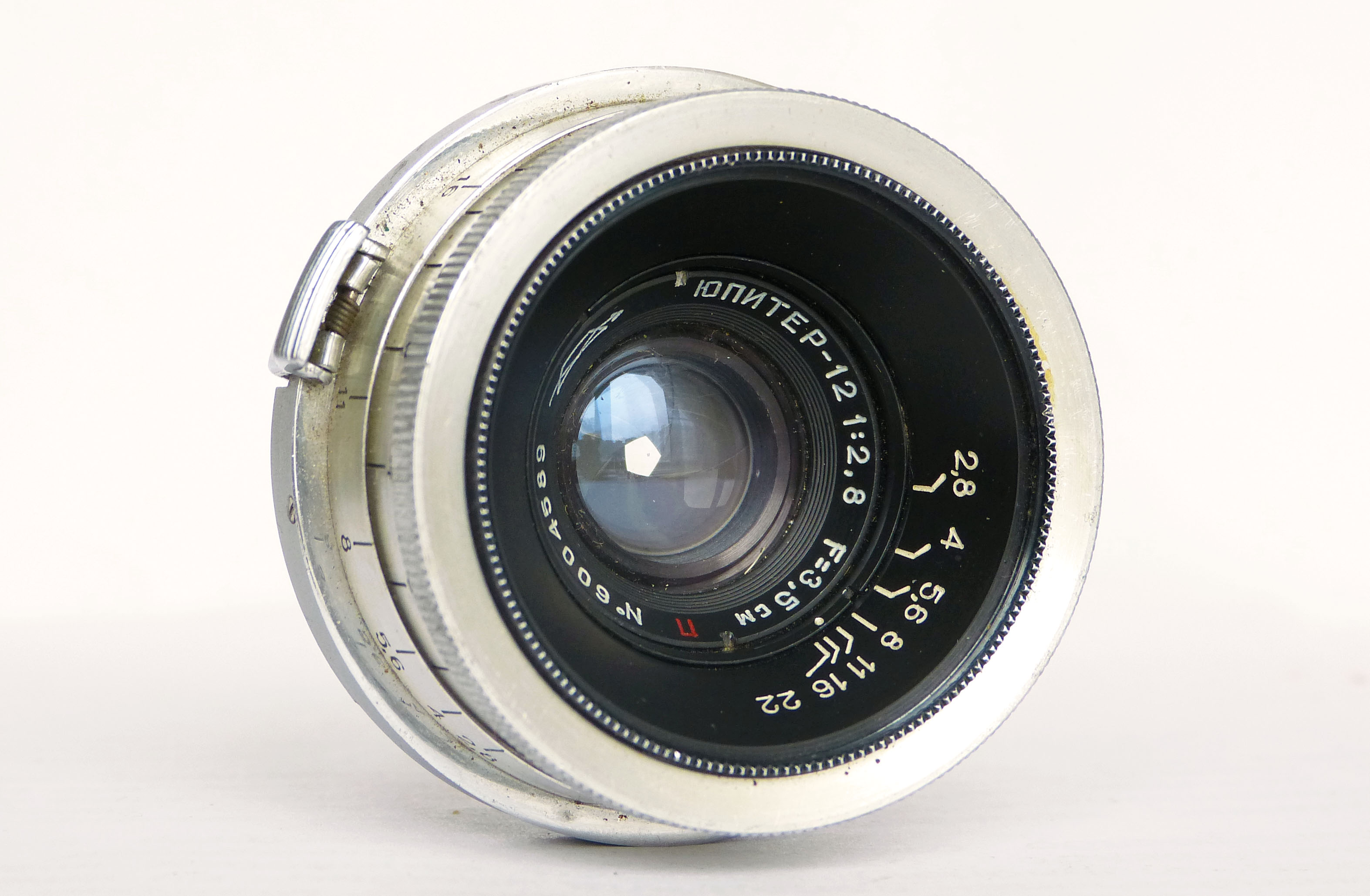 early Jupiter-12 red P 2.8/35 silver USSR lens Kiev KMZ Cont - Inspire ...
