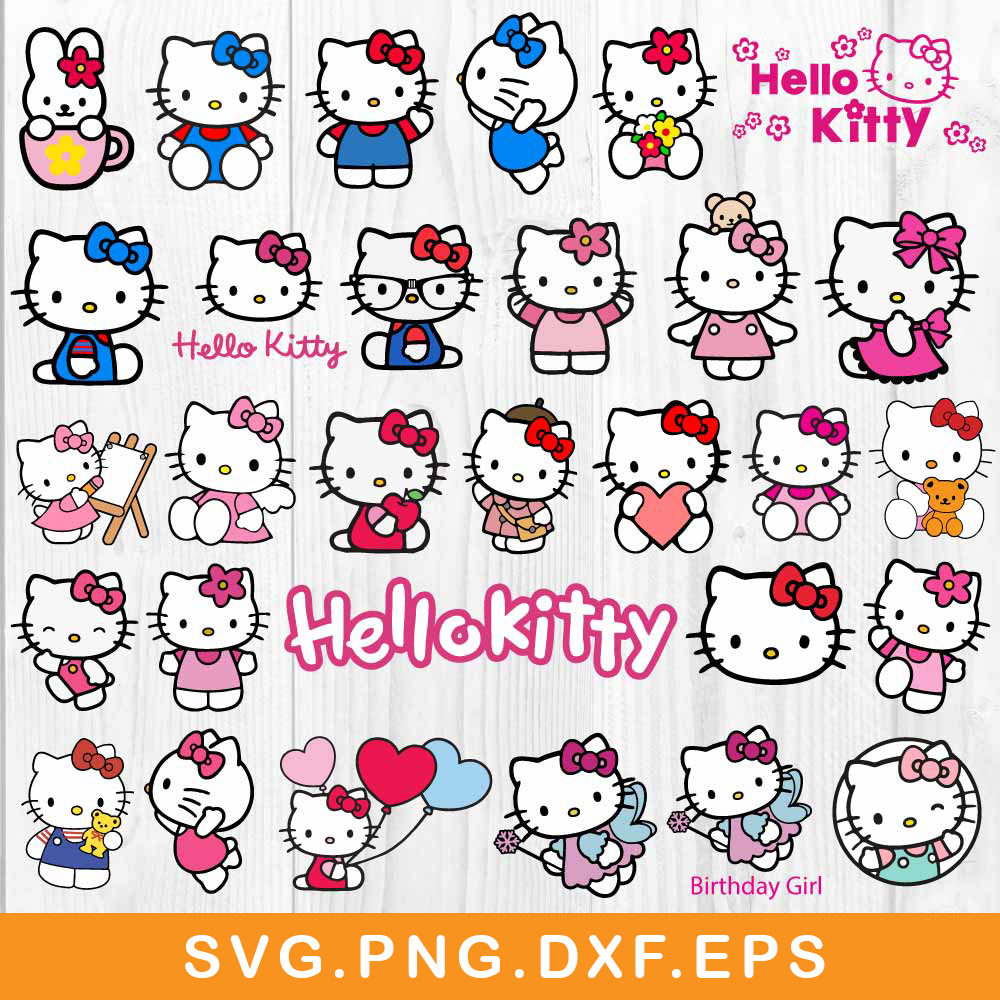 Hello Kitty Bundle Svg, Hello Kitty Svg, Cat Svg, Cartoon Sv | Inspire ...