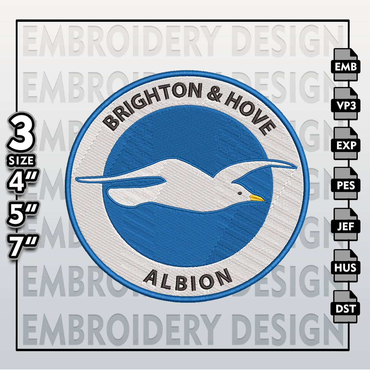 Brighton Hove Albion FC Embroidery Designs, Brighton Logo E | Inspire ...