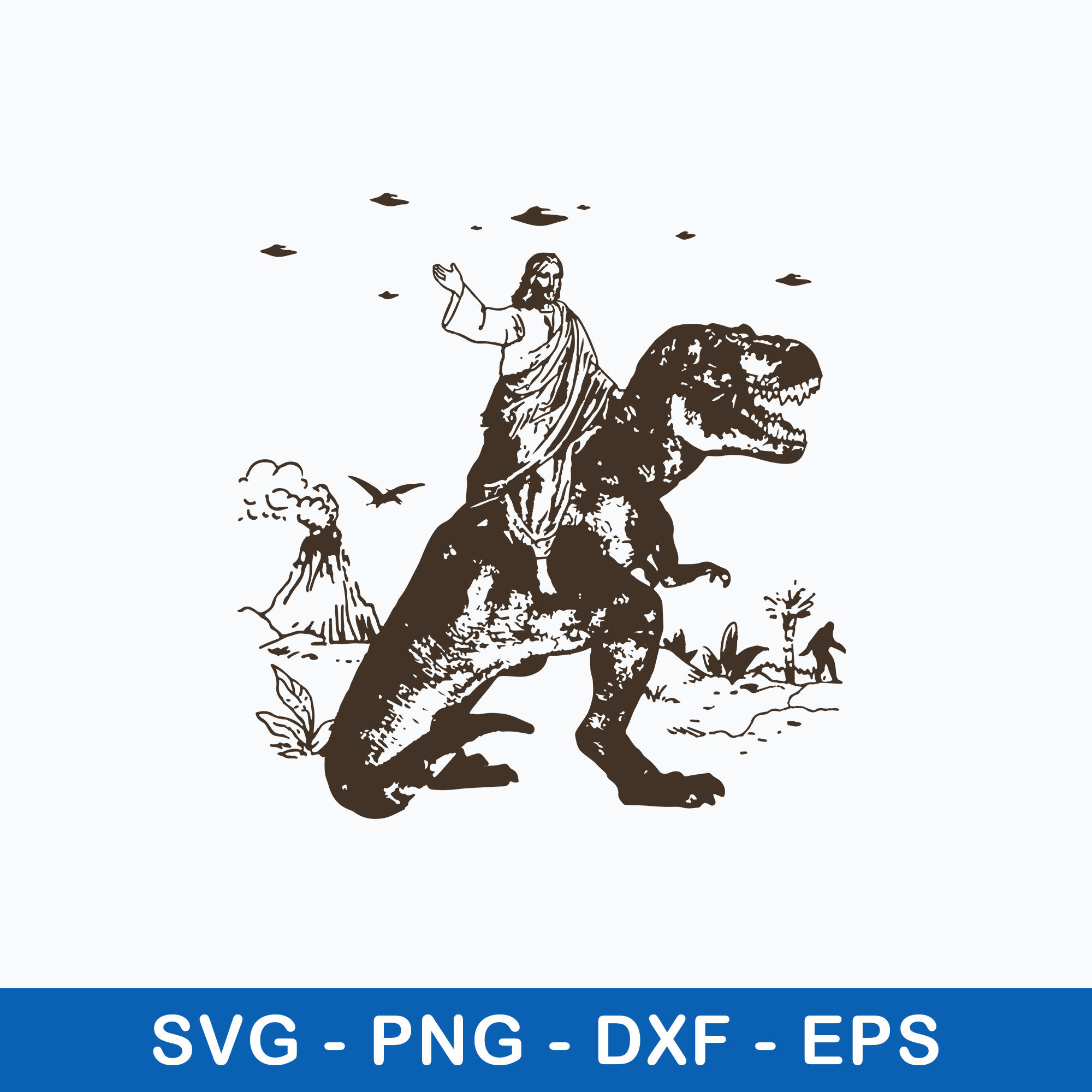 Jesus Riding Dinosaur Svg, Jesus Svg, Dinosaur Svg, Png Dxf - Inspire ...