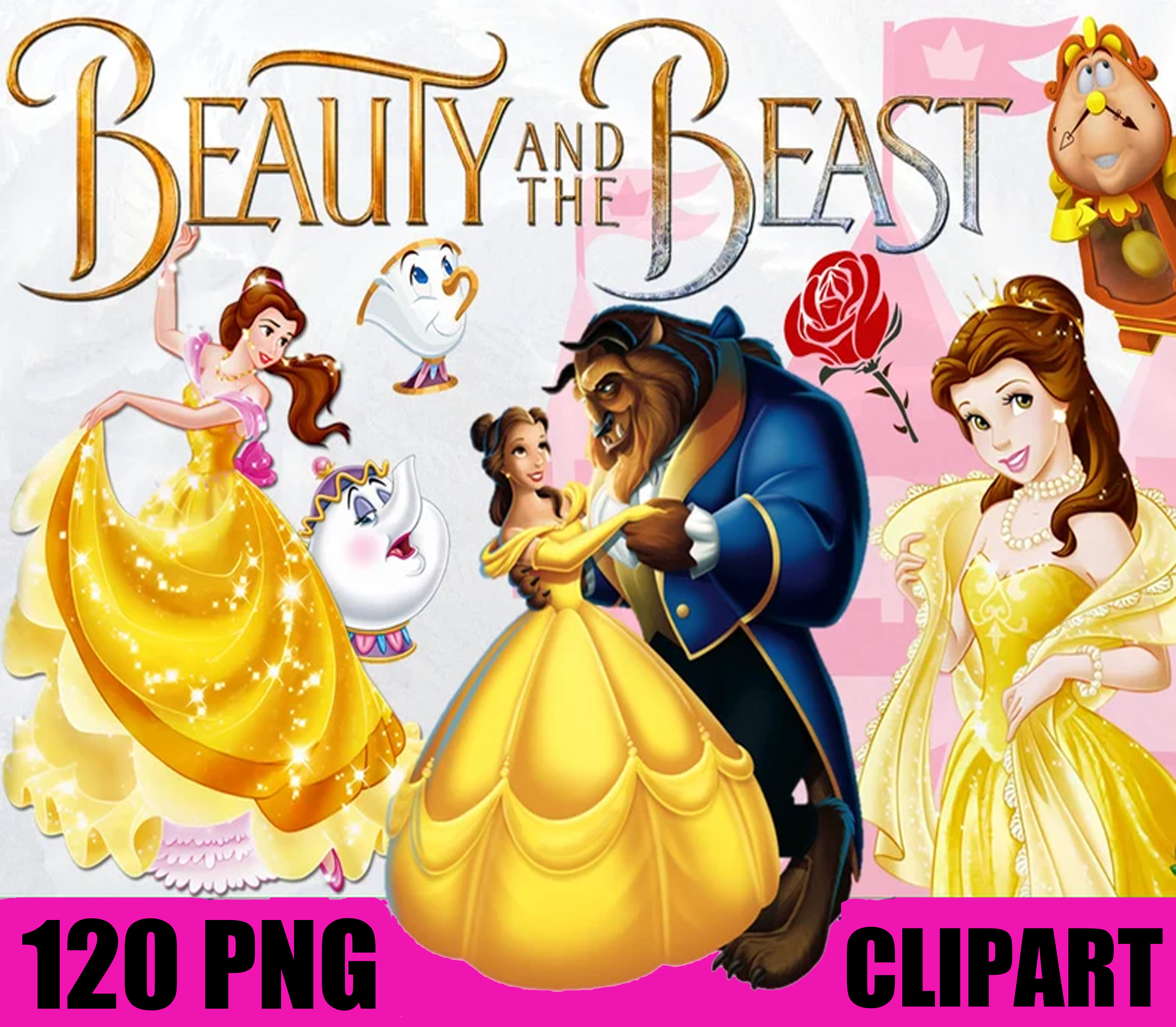 120 PNG Belle, Beauty and Beast Clipart, Beauty Beast SVG, I | Inspire Uplift