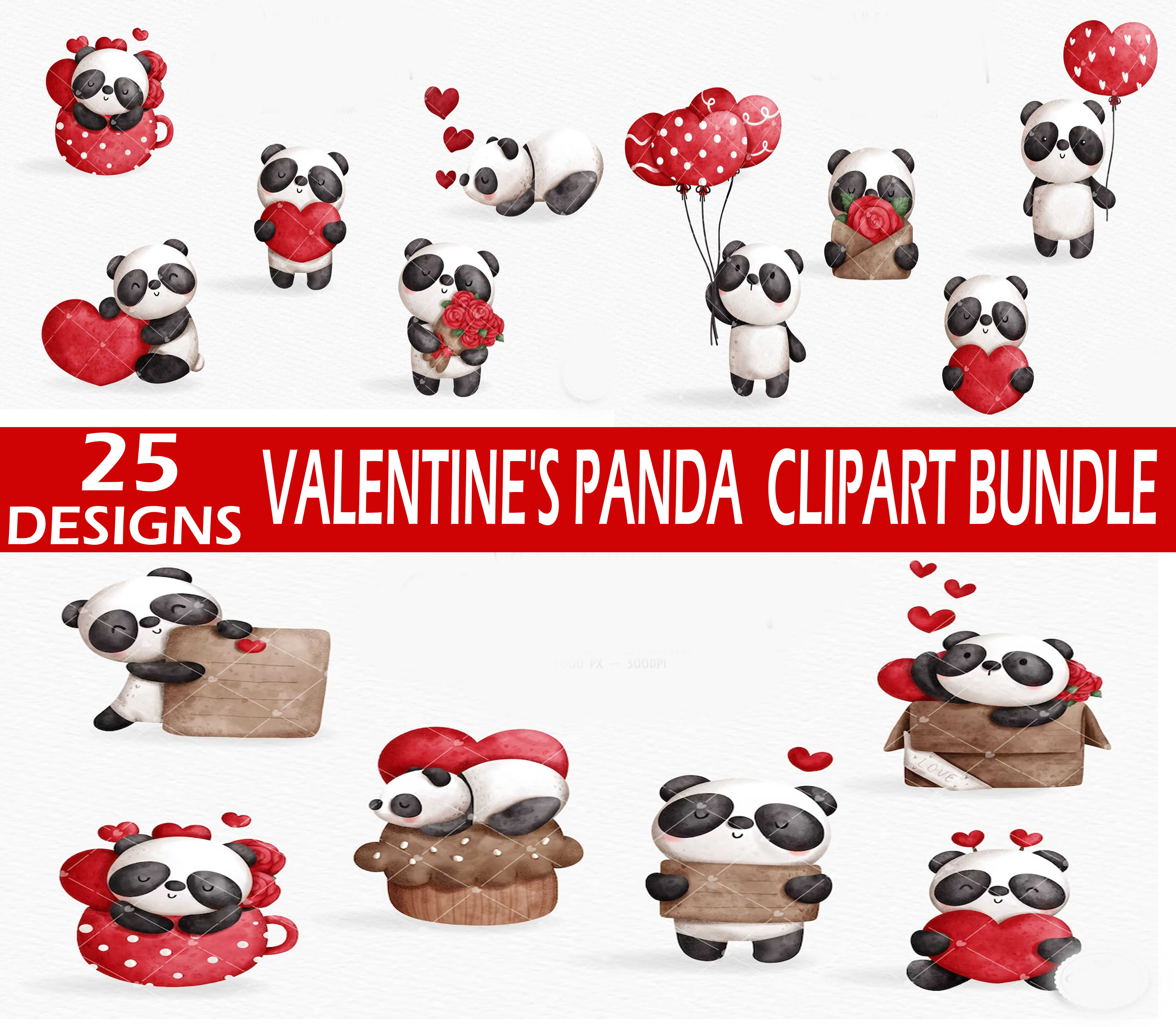25 Panda Clipart, Love Clipart, Love Panda Clipart, Valentin - Inspire ...