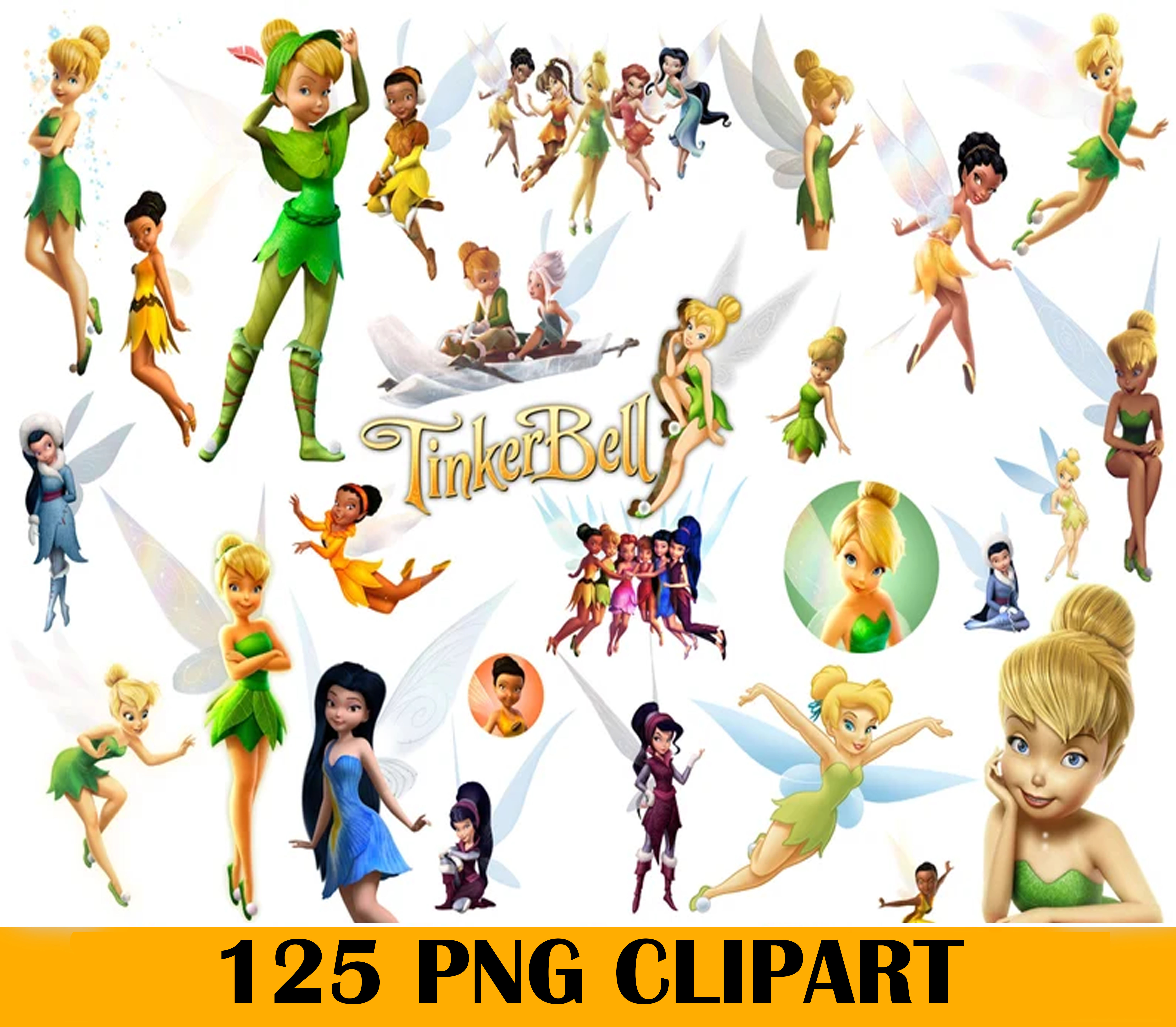 125 Tinkerbell bundle png cut files, tinkerbell silhouette p | Inspire ...