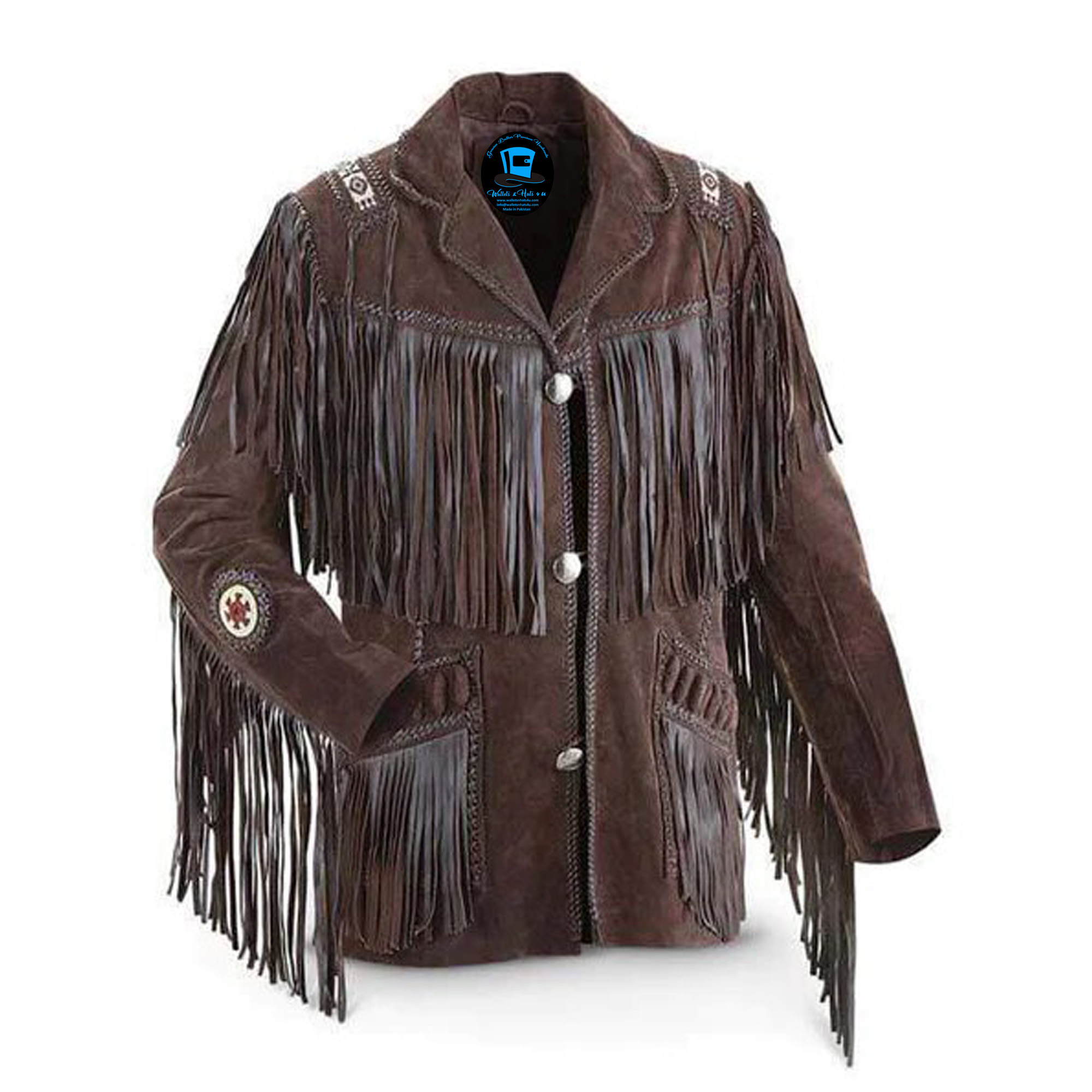 Western Cowboy Suede Leather Fringes & Beads Coat Coffee Bro | Inspire ...