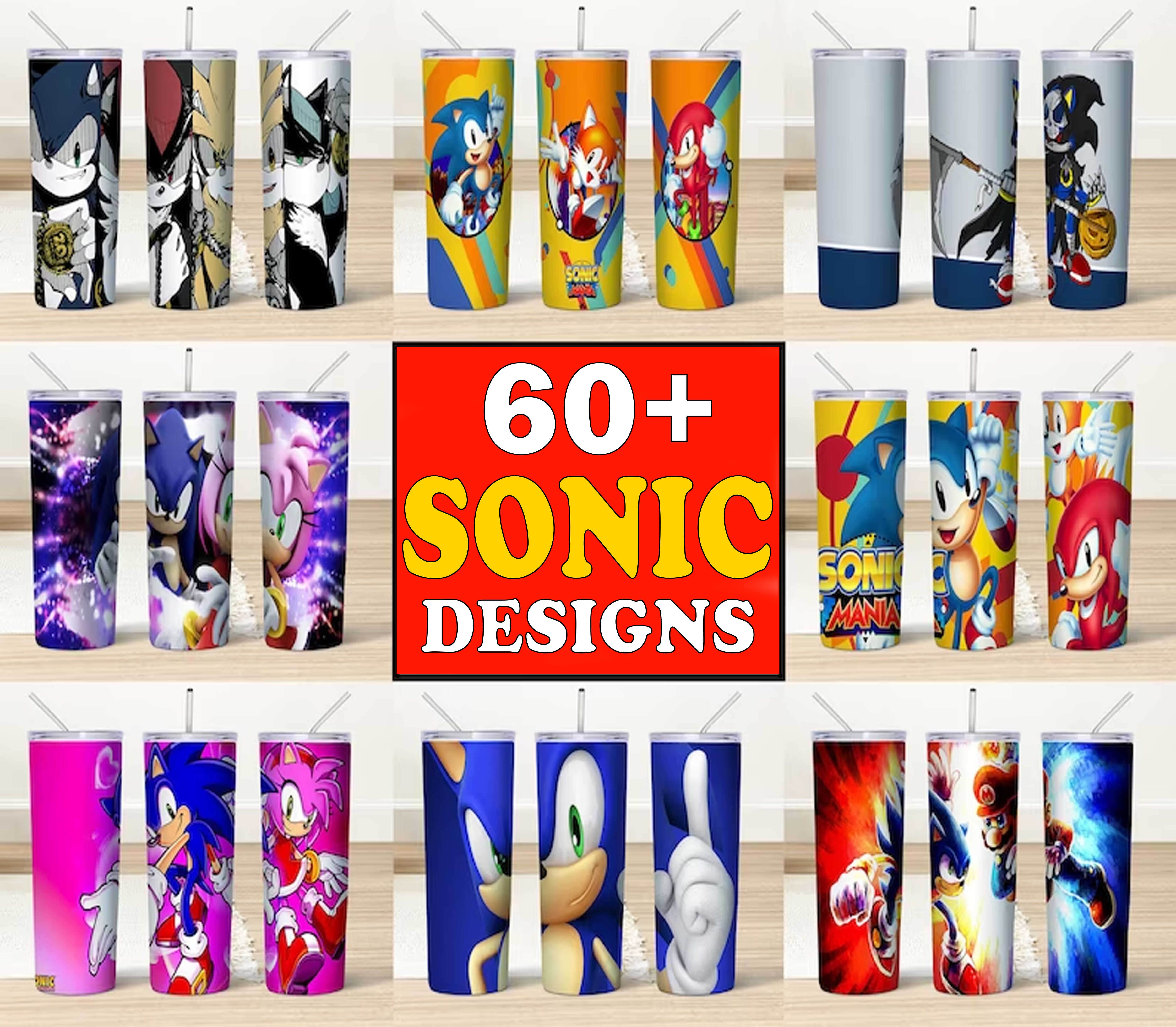 Sonic PNG Design,Skinny Tumbler PNG, Full Tumbler Wrap, Digi - Inspire ...