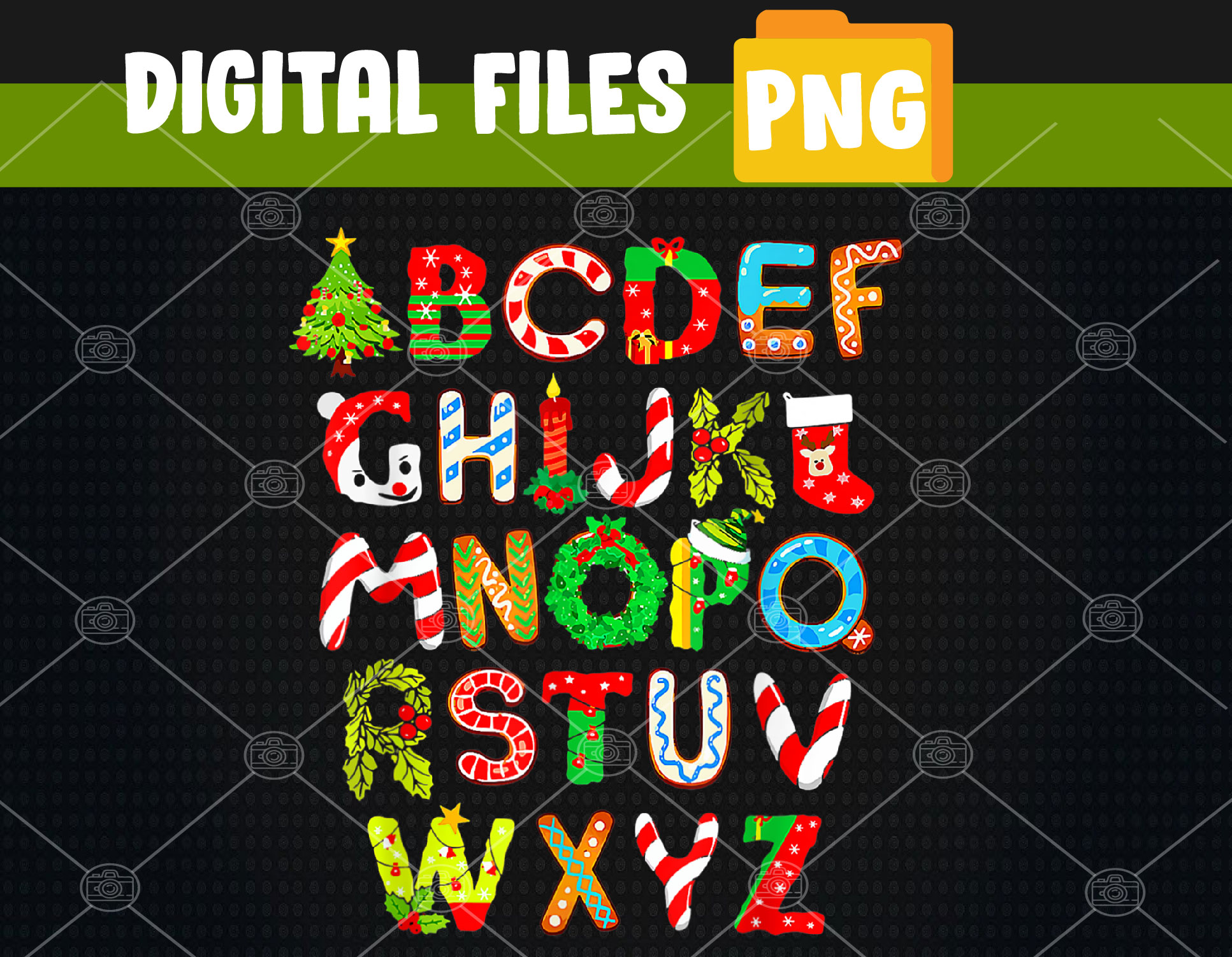 Christmas Alphabet ABCs Elemeno Teacher Student PNG, Digital | Inspire ...