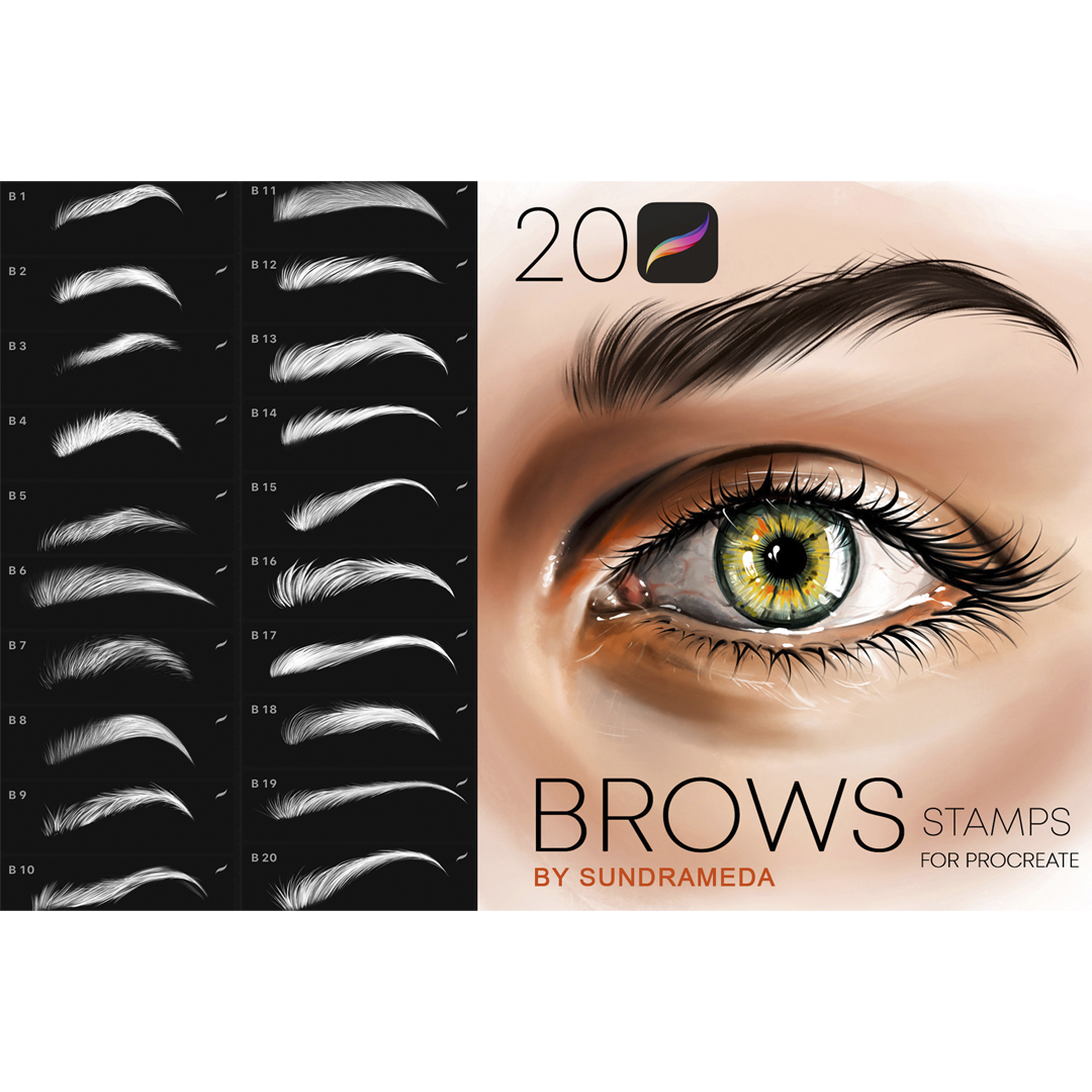 Procreate Brows Stamp brushes Makeup | Inspire Uplift