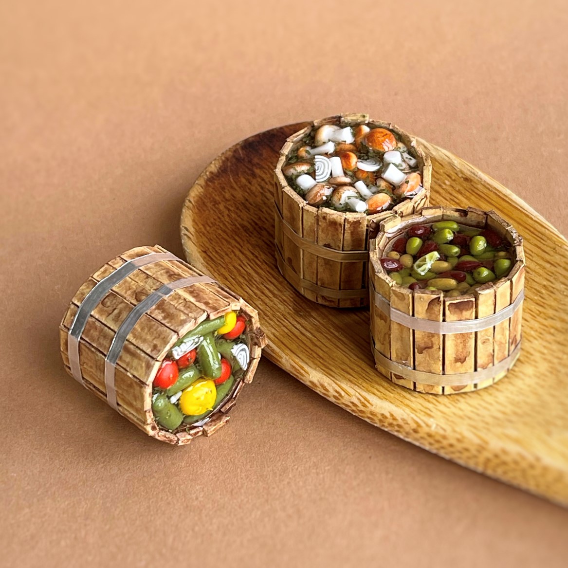Doll miniature barrels with pickles set of 3 pieces for play | Inspire ...