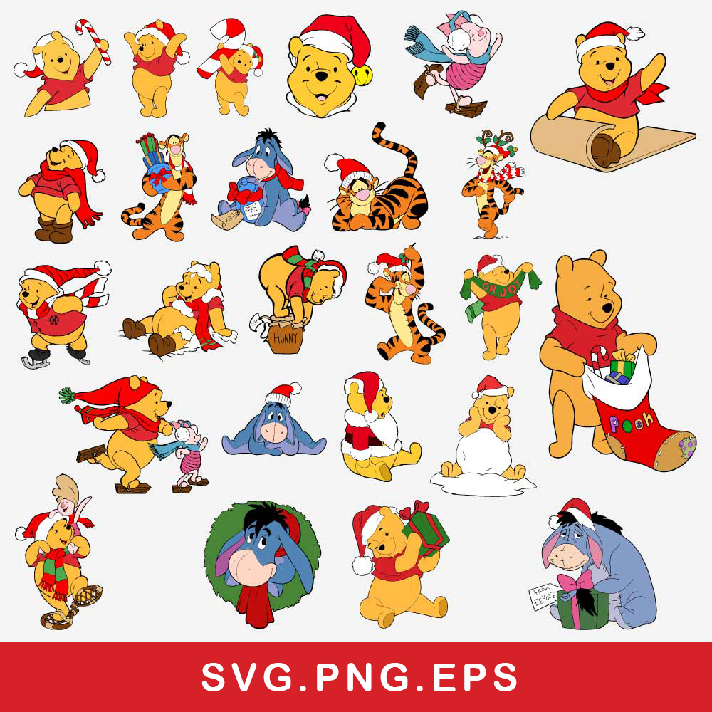 Winnie The Pooh Bundle Svg, Winnie the Pooh Christmas Svg, | Inspire Uplift