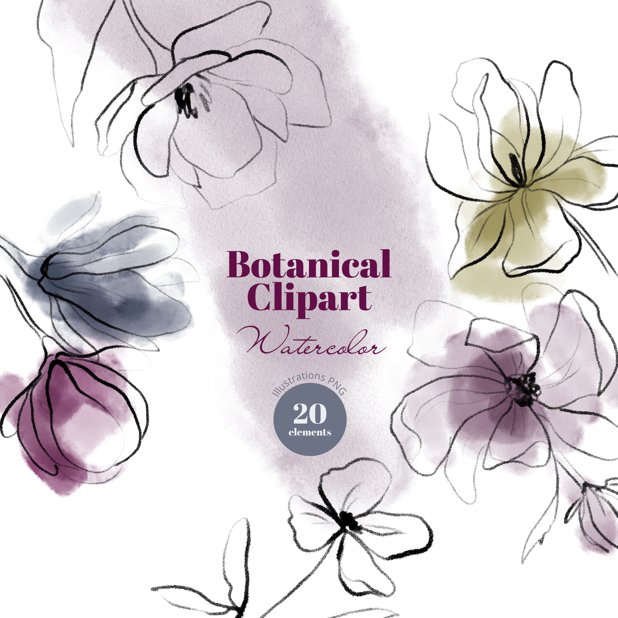 Botanical clipart. Watercolor digital art | Inspire Uplift