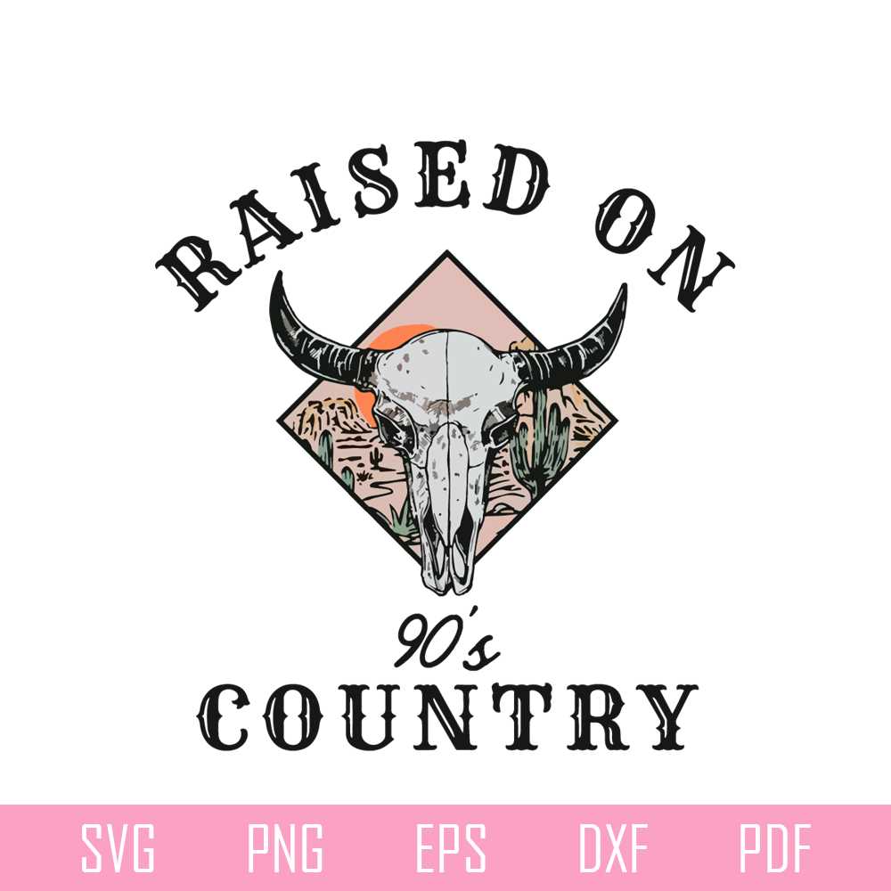 Raised on 90s Country Comfort Colors Retro Cowgirl Svg - Inspire Uplift