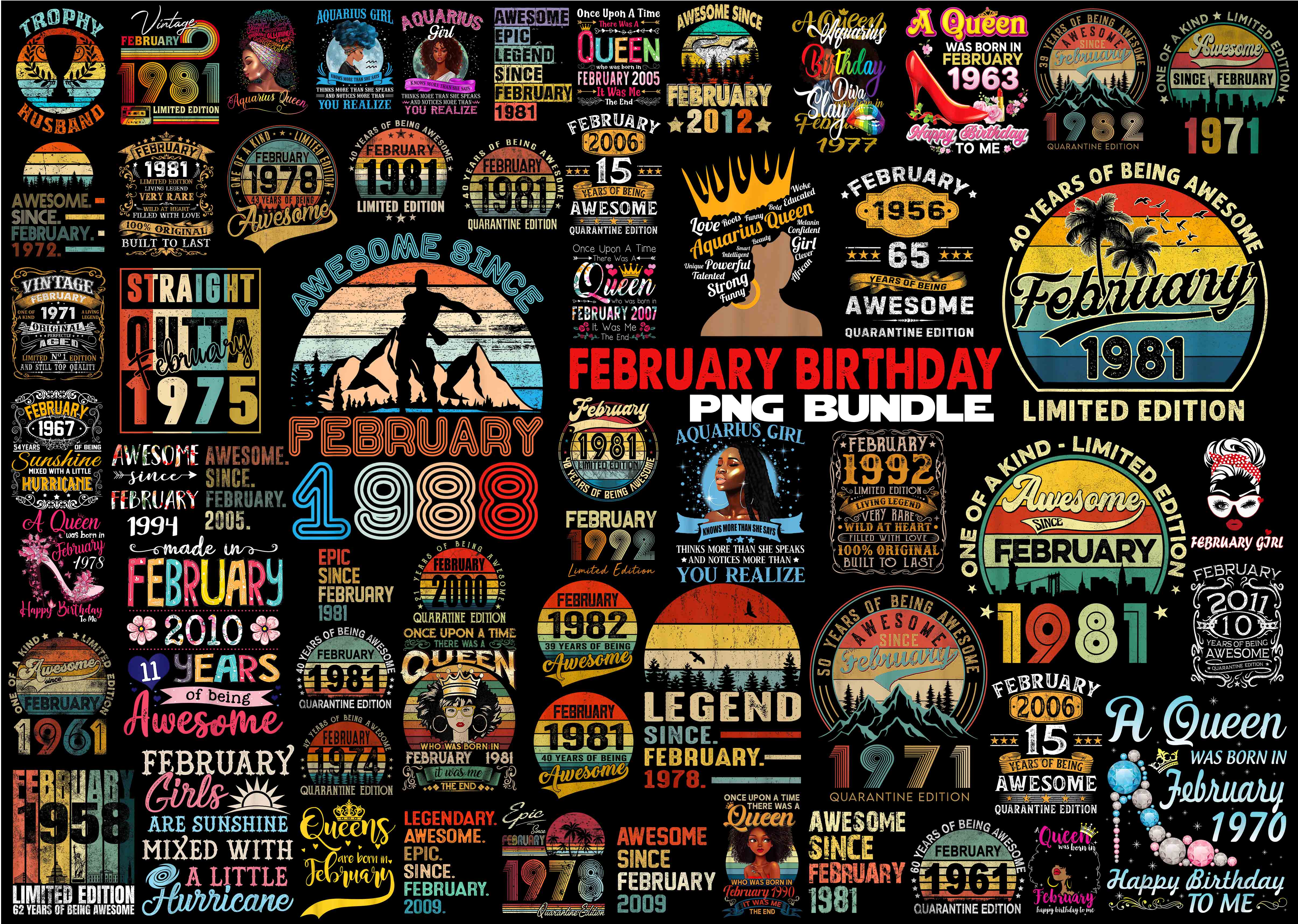February Png Bundle, Retro February Png, February Birthday P | Inspire ...