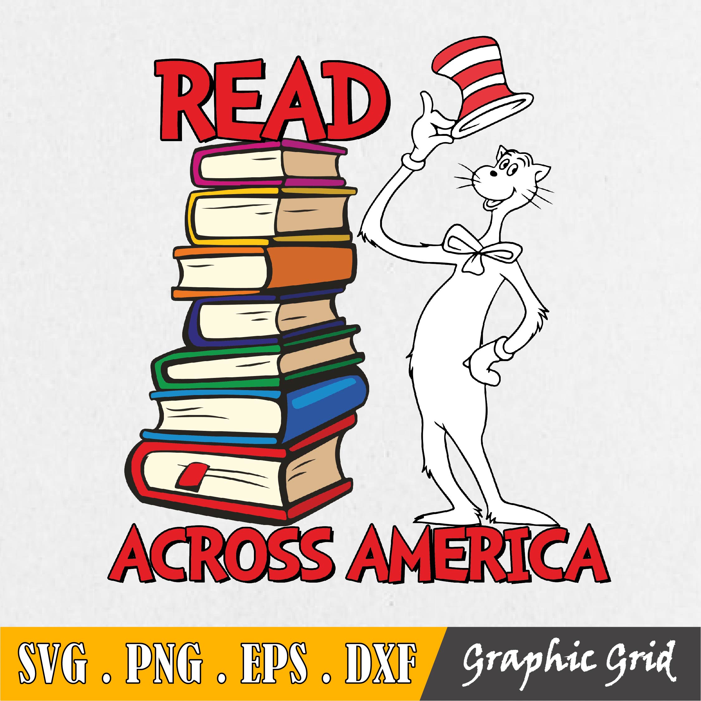 Read Across America Svg, Cat In Hat Svg, Books Svg, Teacher | Inspire ...