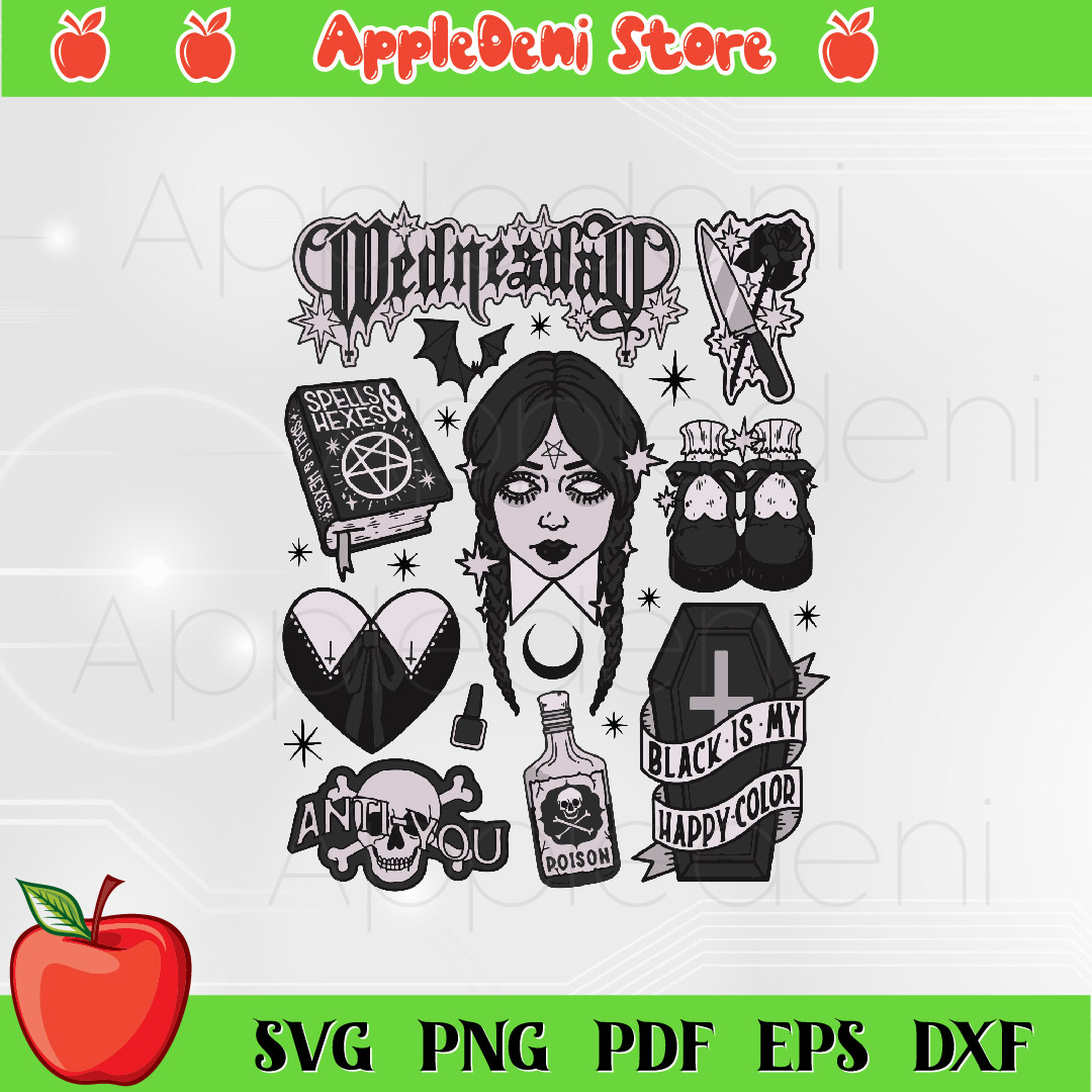 Wednesday Addams Svg Files For Cricut Sublimation Files | Inspire Uplift