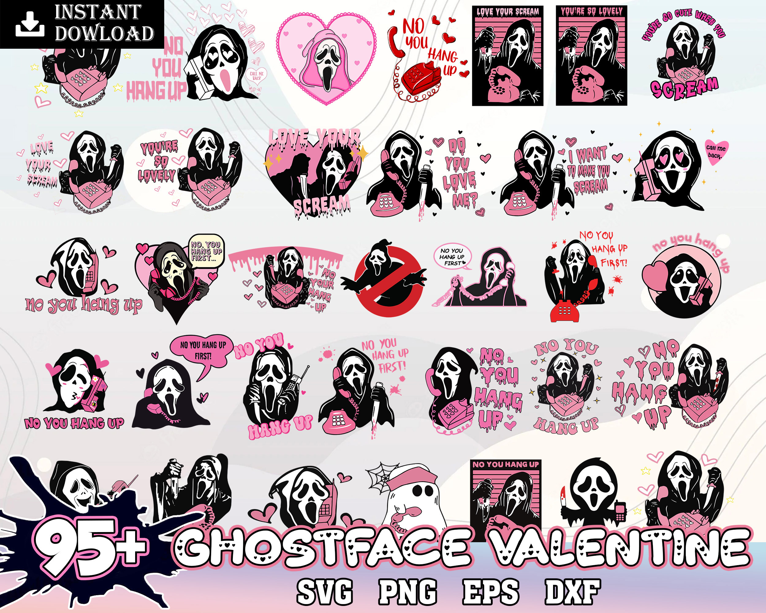 95 Valentine Ghostface SVG PNG Bundle, Ghostface Calling, No - Inspire ...