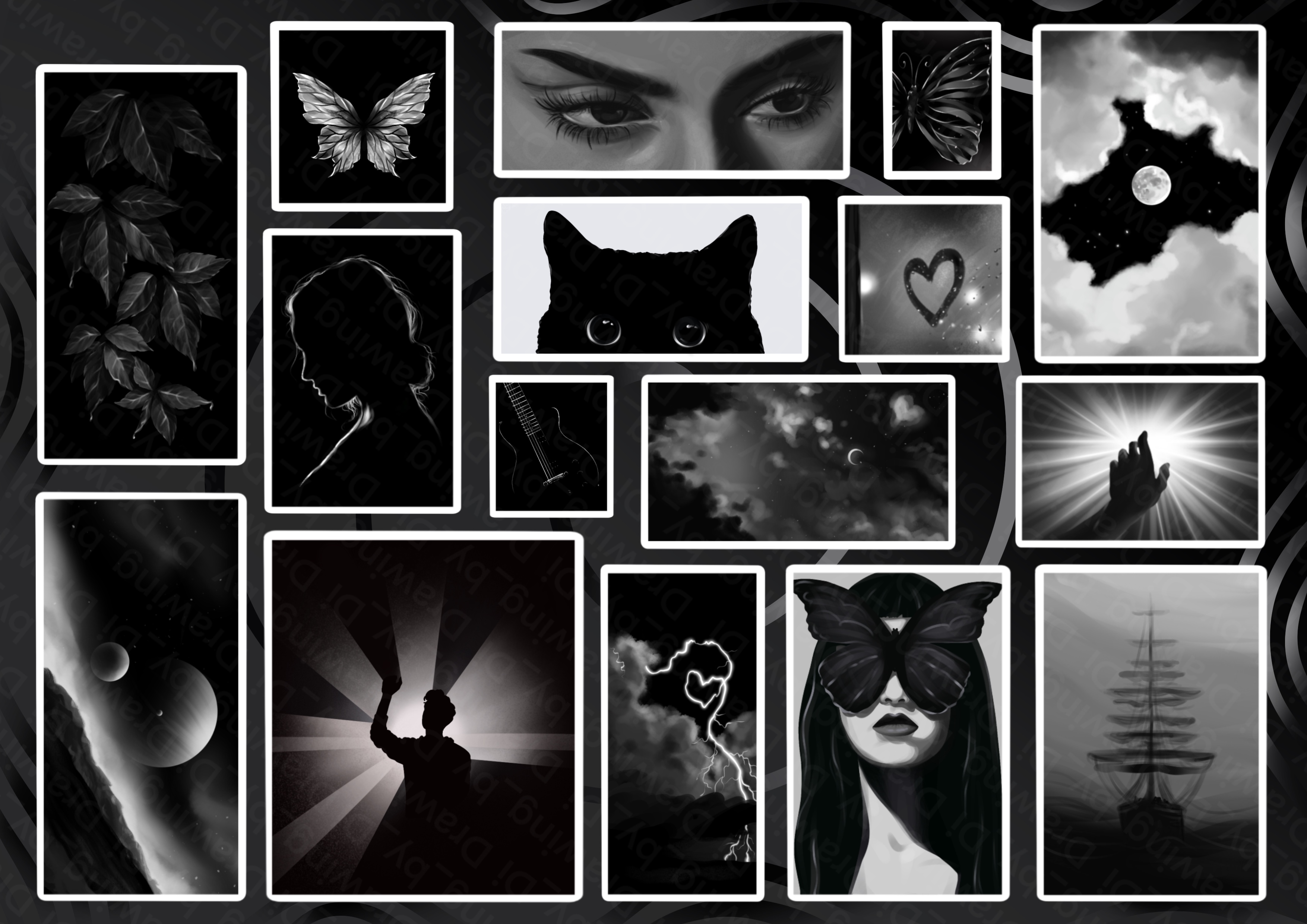 Sticker pack, stickers, black pack, clip art, black aestheti | Inspire ...