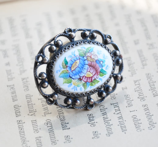 Vintage metal ring with flowers, Vintage ring 60s USSR, Genu | Inspire ...