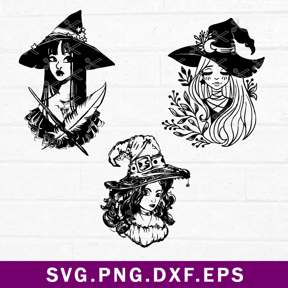 Witch Bundle Svg, Witch Svg, Halloween Svg, Png Dxf Eps Digi | Inspire ...