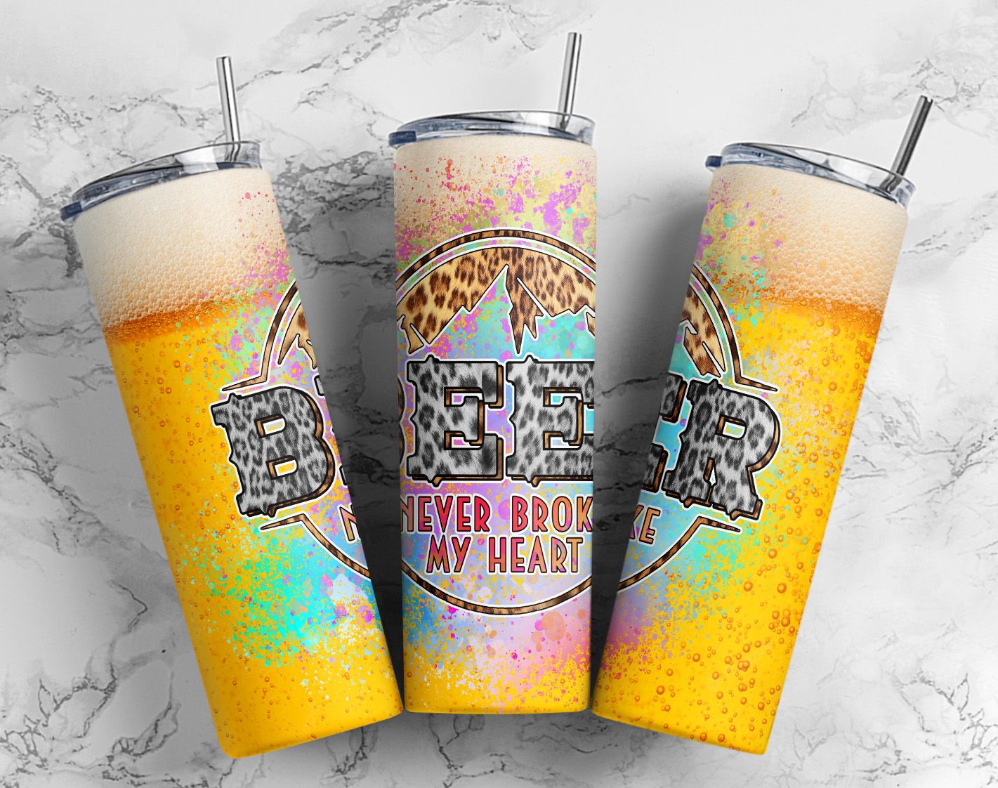 Leopard Beer 20 oz Skinny Tumbler Wrap Sublimation Straight/ - Inspire ...