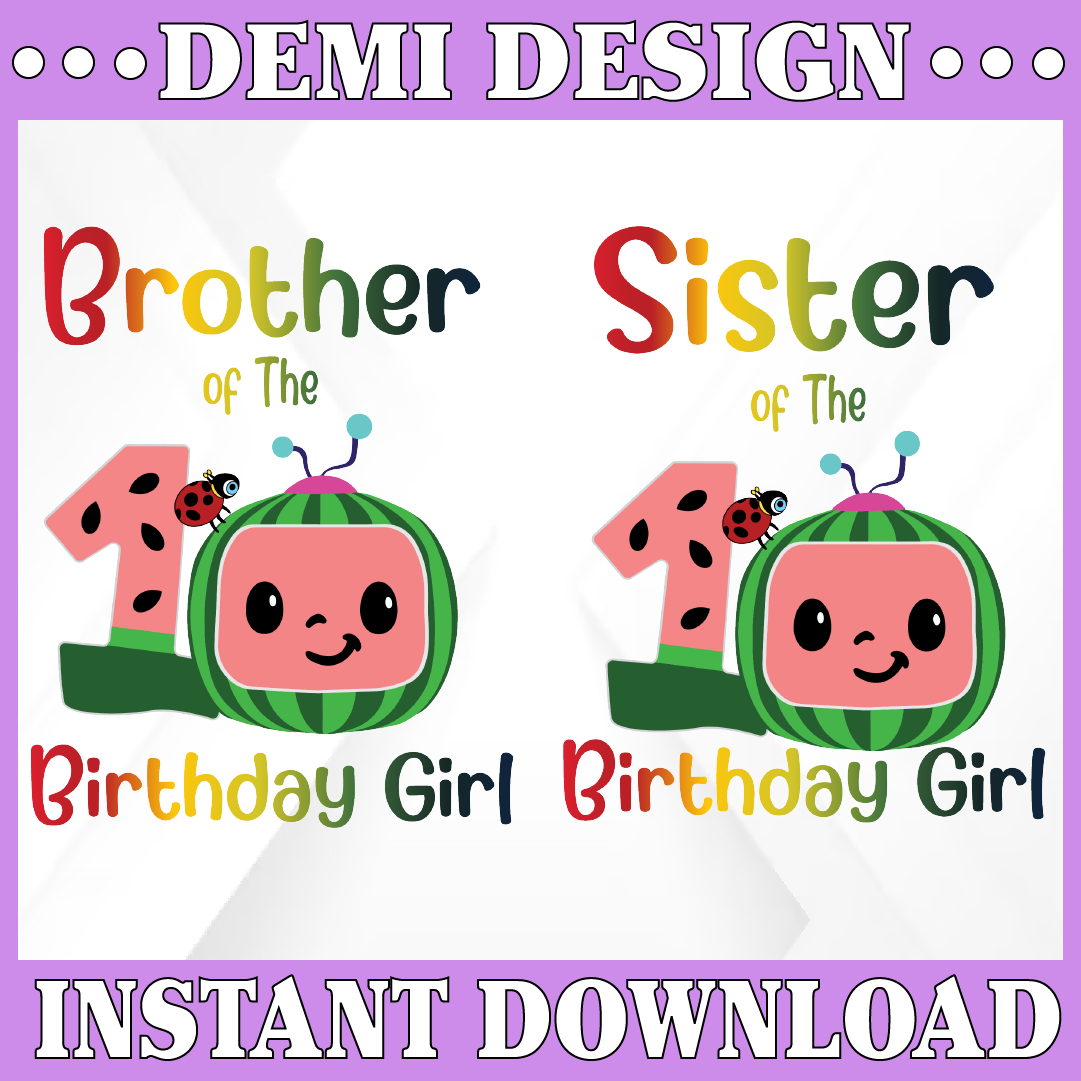Cocomelon Brother and Sister Of Birthday Girl svg, Coco Melo - Inspire ...