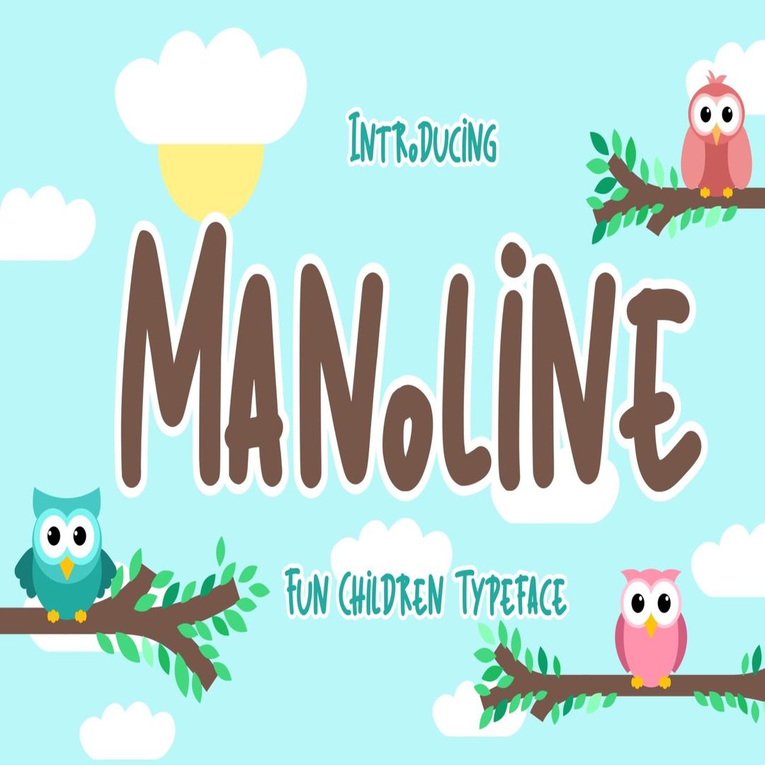 Manoline Fun Children Typeface Trending Fonts - Digital Font - Inspire ...