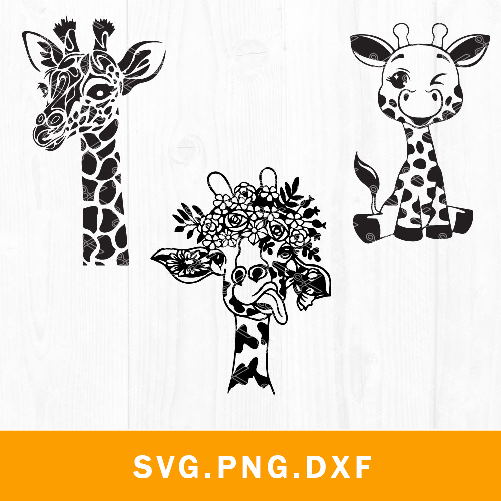 Giraffe Bundle Svg, Giraffe Flower Svg, Giraffe Svg, Animal | Inspire ...