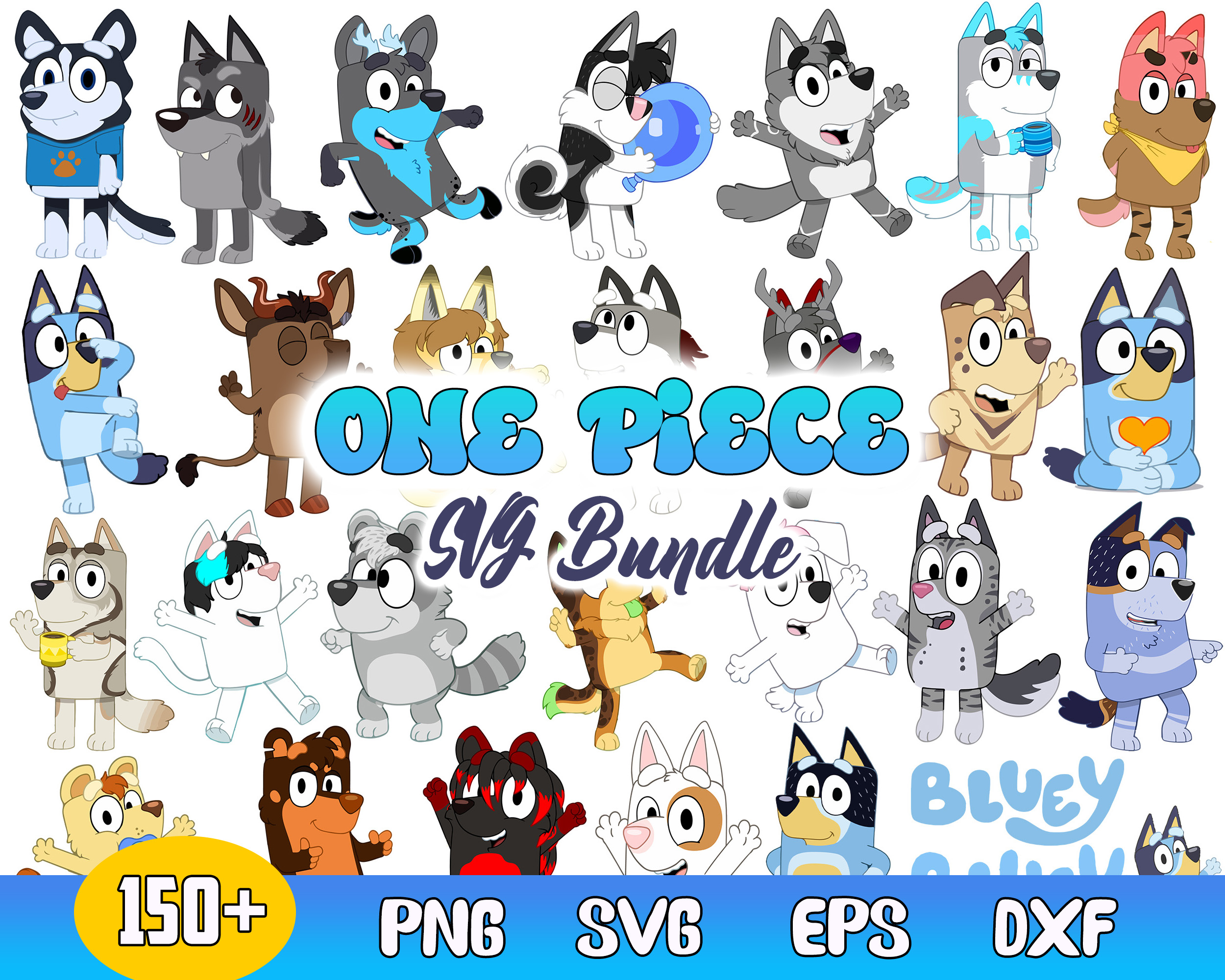 Bluey Bundle Svg, Cartoon Bundle Svg, Bluey Characters Svg, | Inspire ...