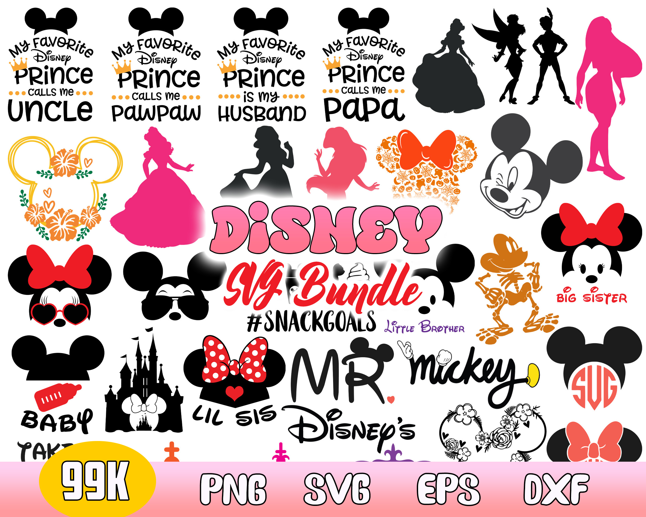 Disney Mega Bundle Svg, Disney Svg, Disney Character Svg, Di - Inspire ...