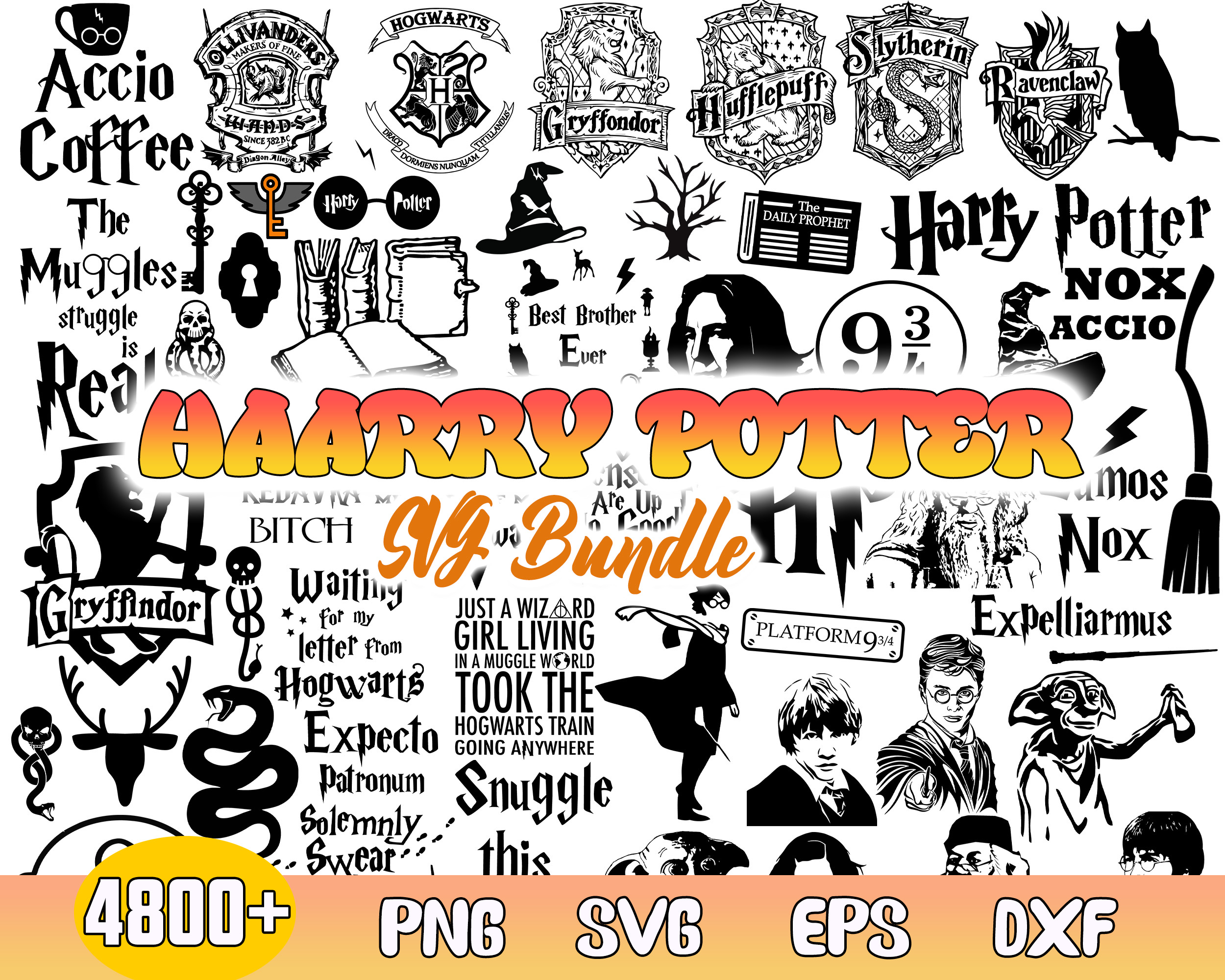 Harry Potter Bundle Svg, Harry Potter Svg, Magic Wizard Svg, | Inspire ...