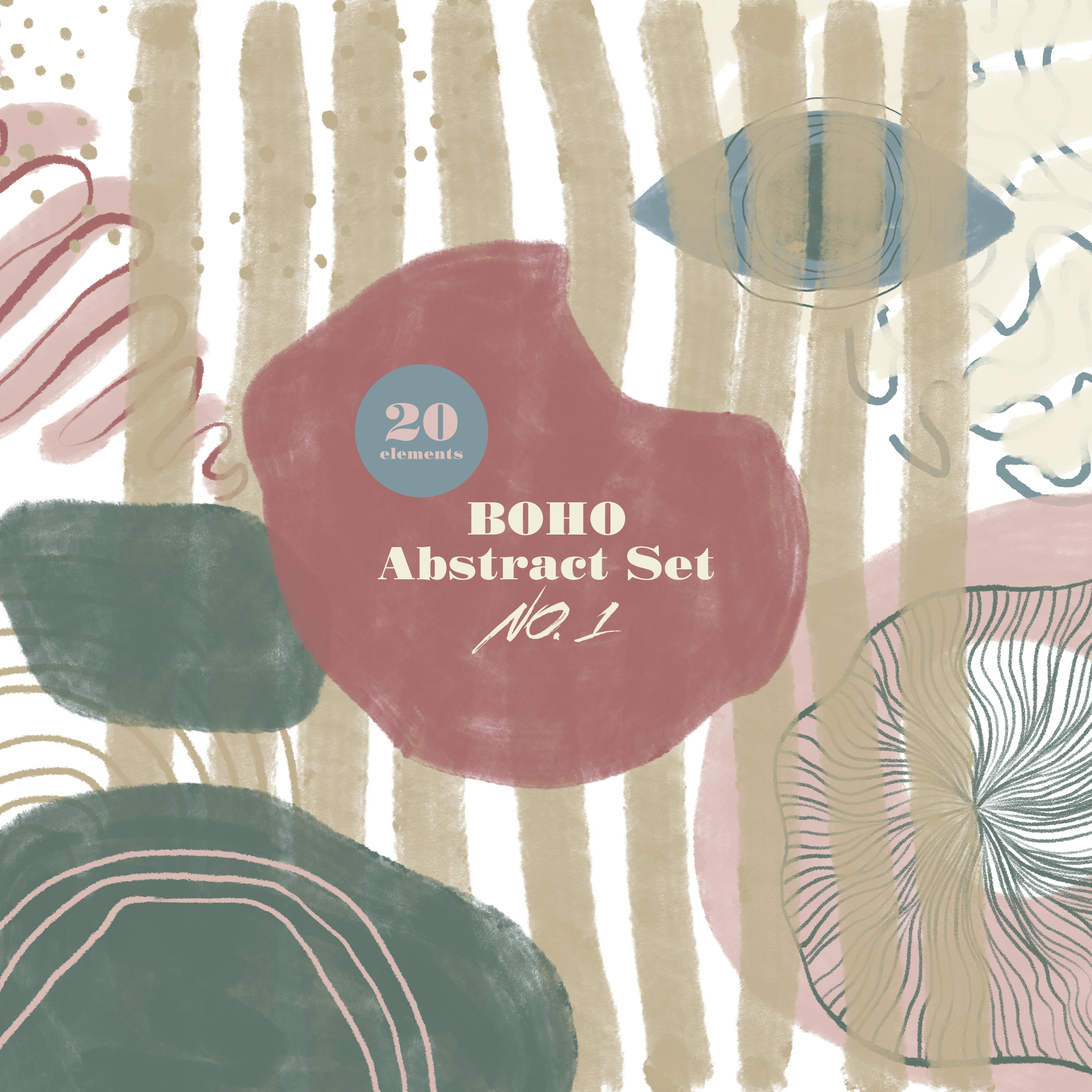 Boho Abstract Clipart. Digital art - Inspire Uplift