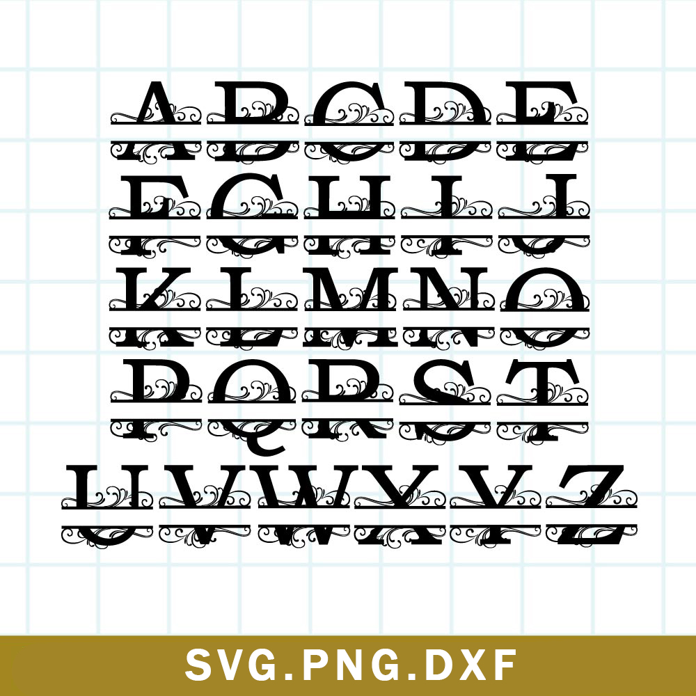 Slit Monogram Letters Svg, Split Monogram Alphabet Svg, Png | Inspire ...