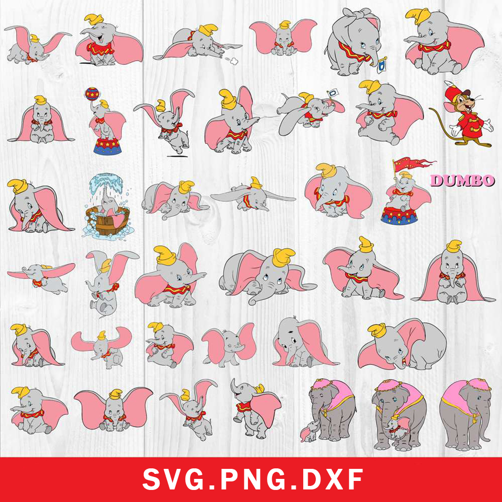Dumbo Bundle Svg, Dumbo Svg, Elephant Svg, Cartoon Svg, Png | Inspire ...